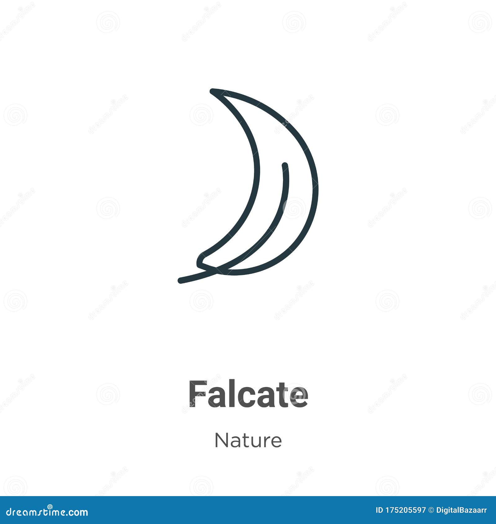 Falcate Outline Vector Icon. Thin Line Black Falcate Icon, Flat Vector ...