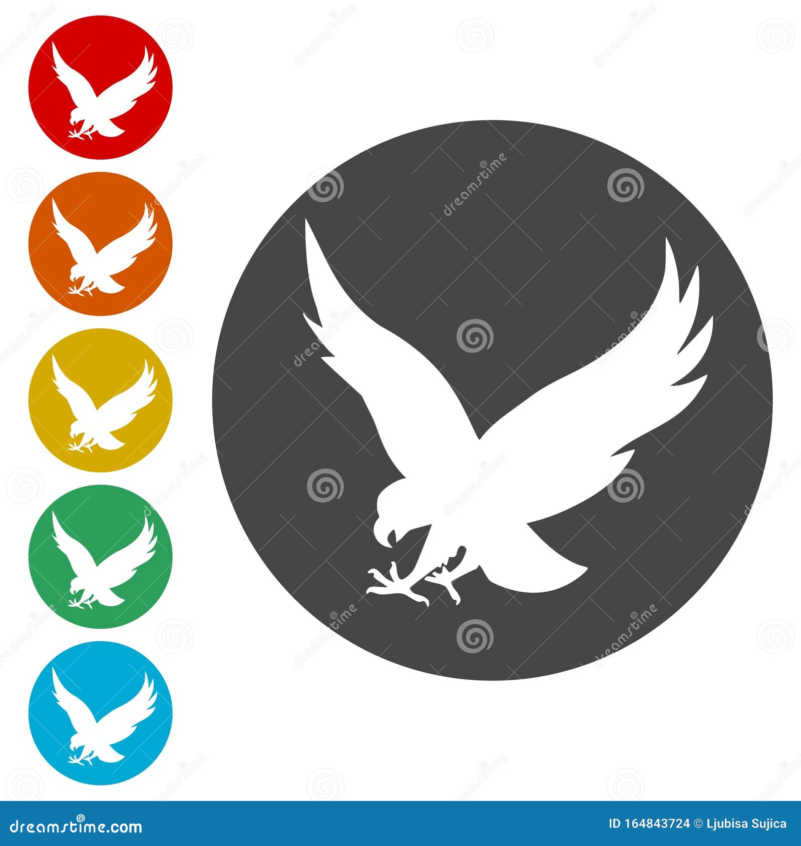 Falcon bird icons set stock vector. Illustration of osprey - 164843724