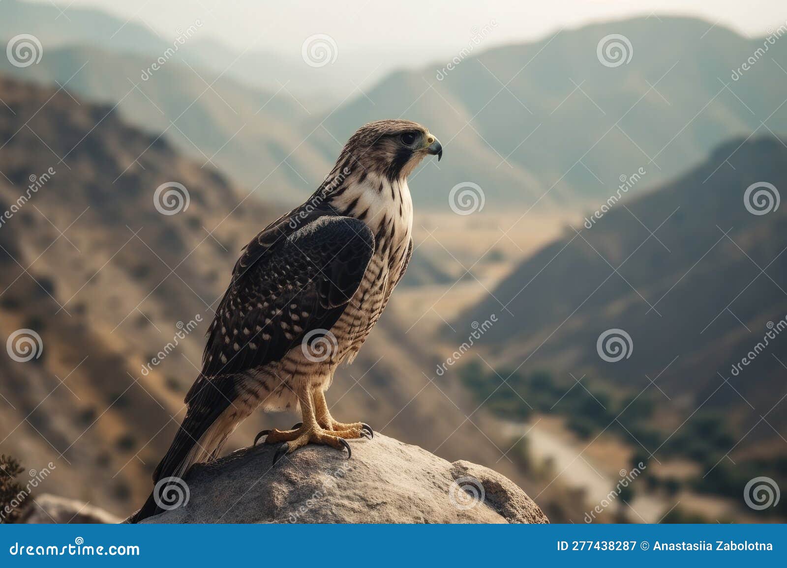 Falcon Bird Perched on a High Cliff. Generative AI Stock Illustration ...
