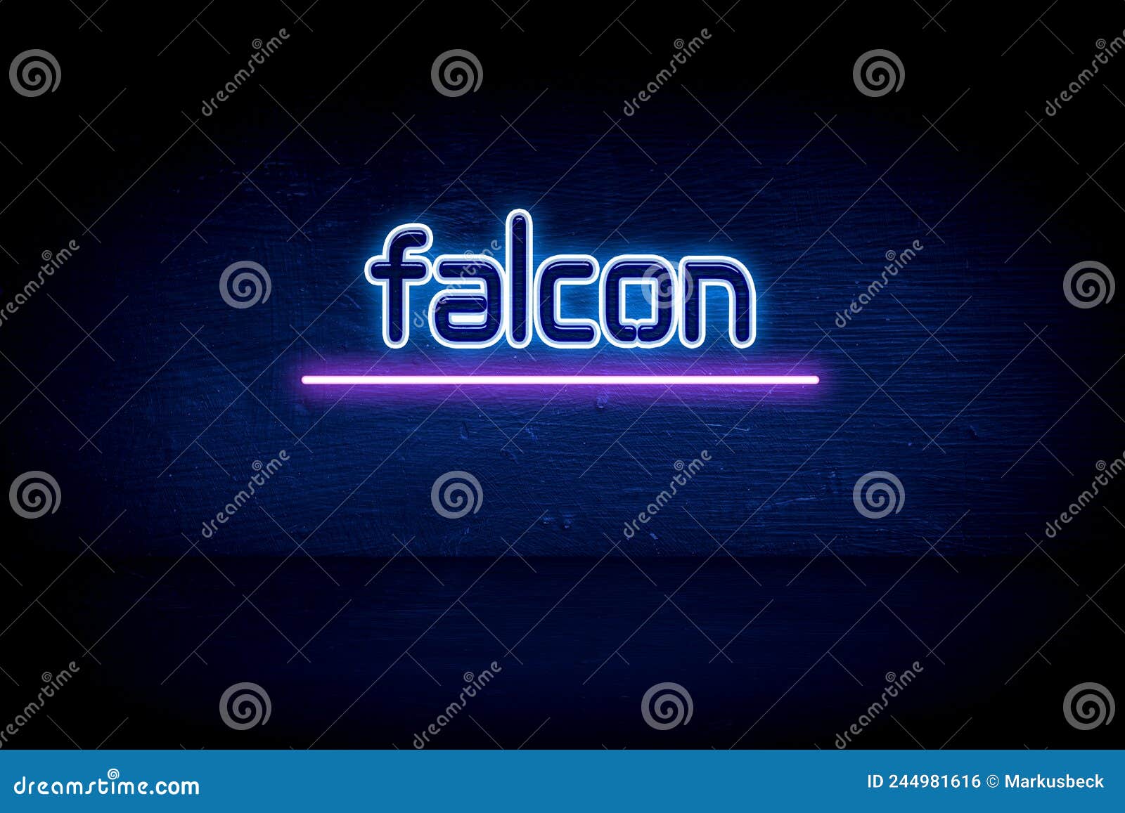 Falcon - Blue Neon Announcement Signboard Stock Photo - Image of night ...
