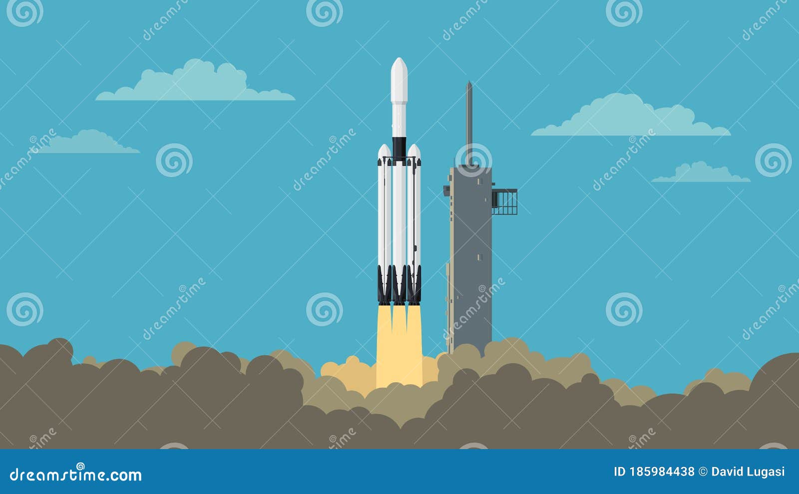 Landing Of The SpaceX Lunar Starship On The Moon Vector Illustration ...