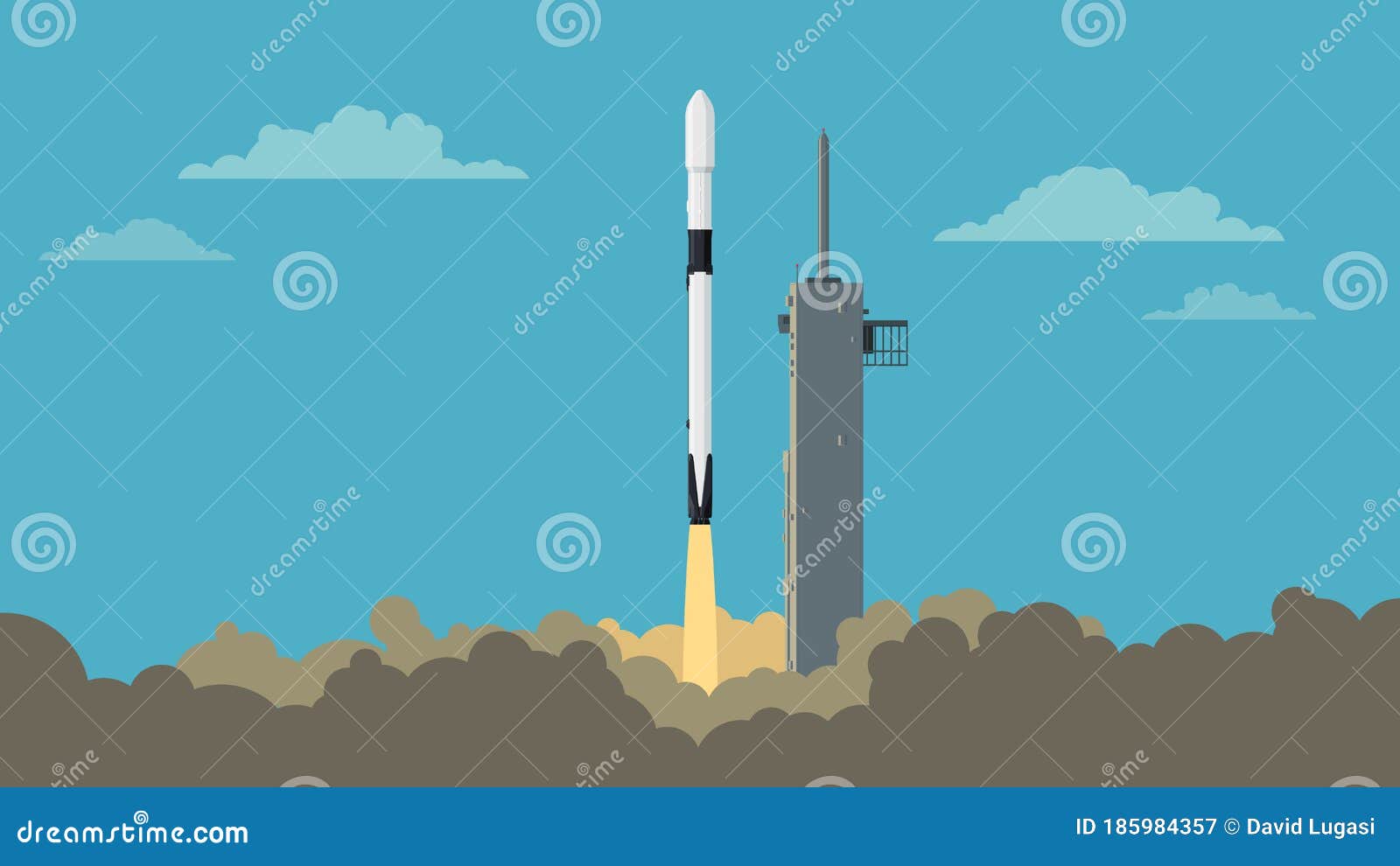 Falcon 9 Rocket with a Cargo Fairing Stock Vector - Illustration of ...