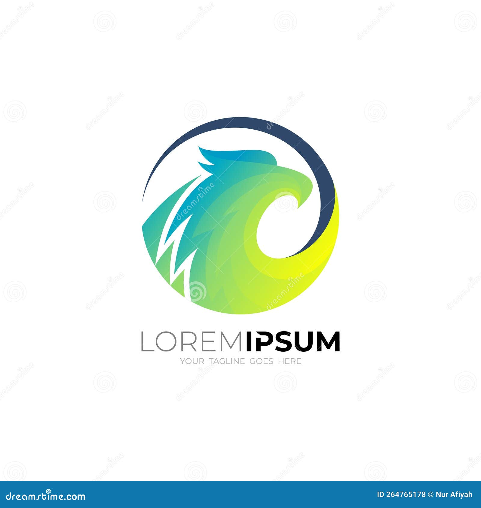 Falcon Logo and Circle Design Combination, Green Color Stock Vector ...
