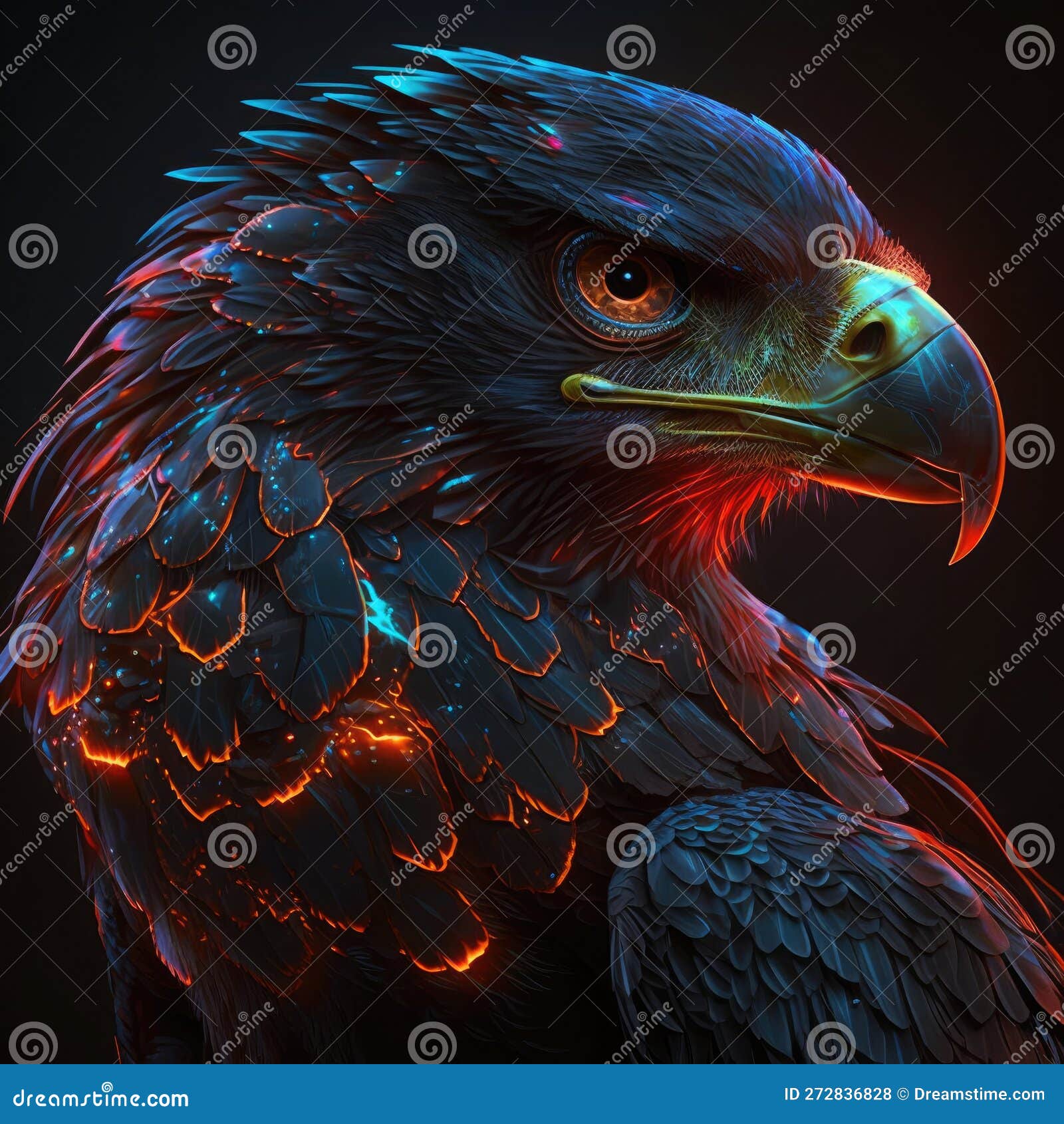 Falcon Red and Blue Flamed. Ai Generated Stock Illustration ...