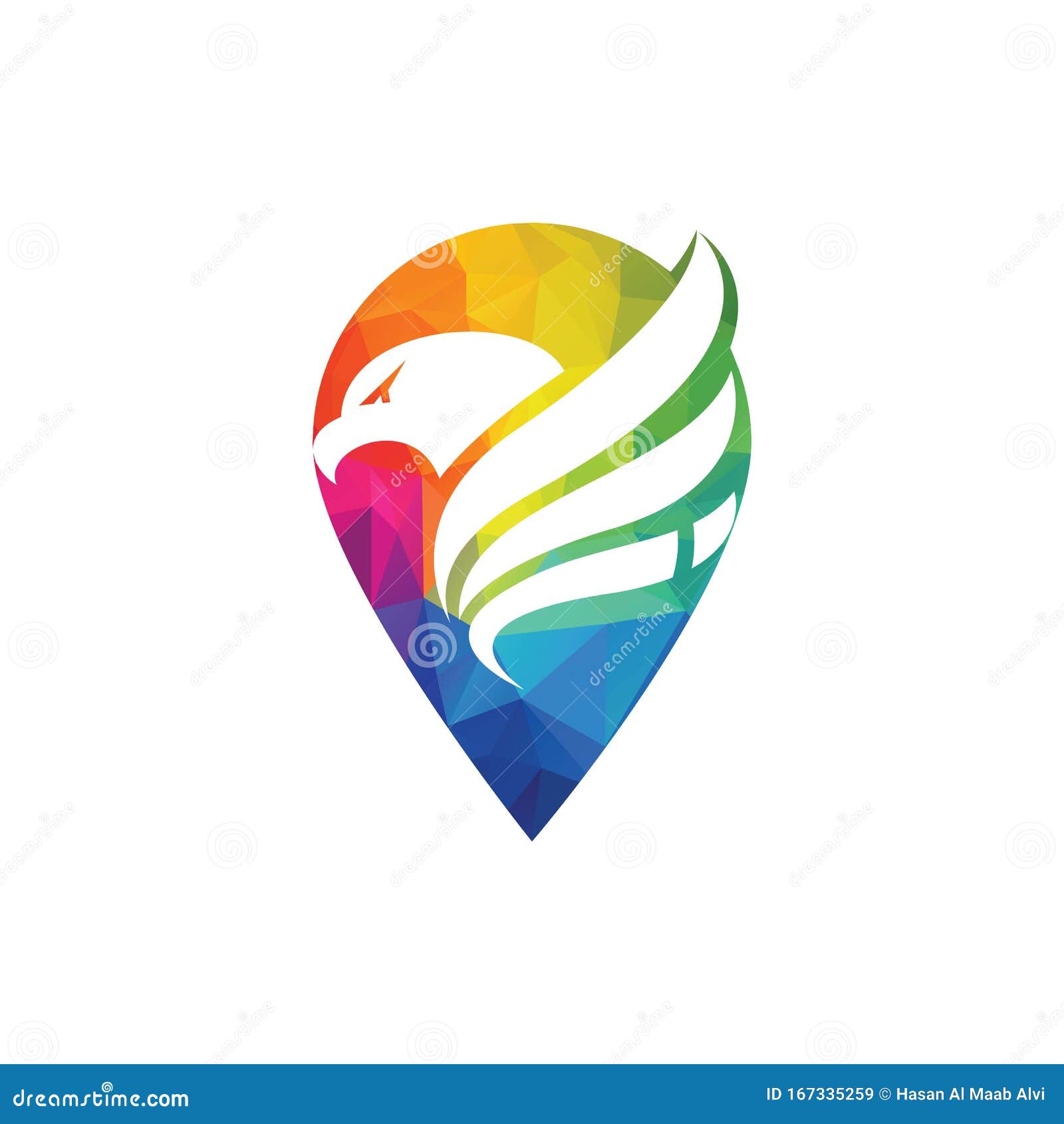 Falcon Vector Logo with GPS Pointer Design. Stock Vector - Illustration ...