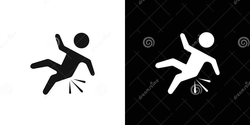 Fall Accident Icon Flat Vector Set Outline Stock Vector - Illustration ...