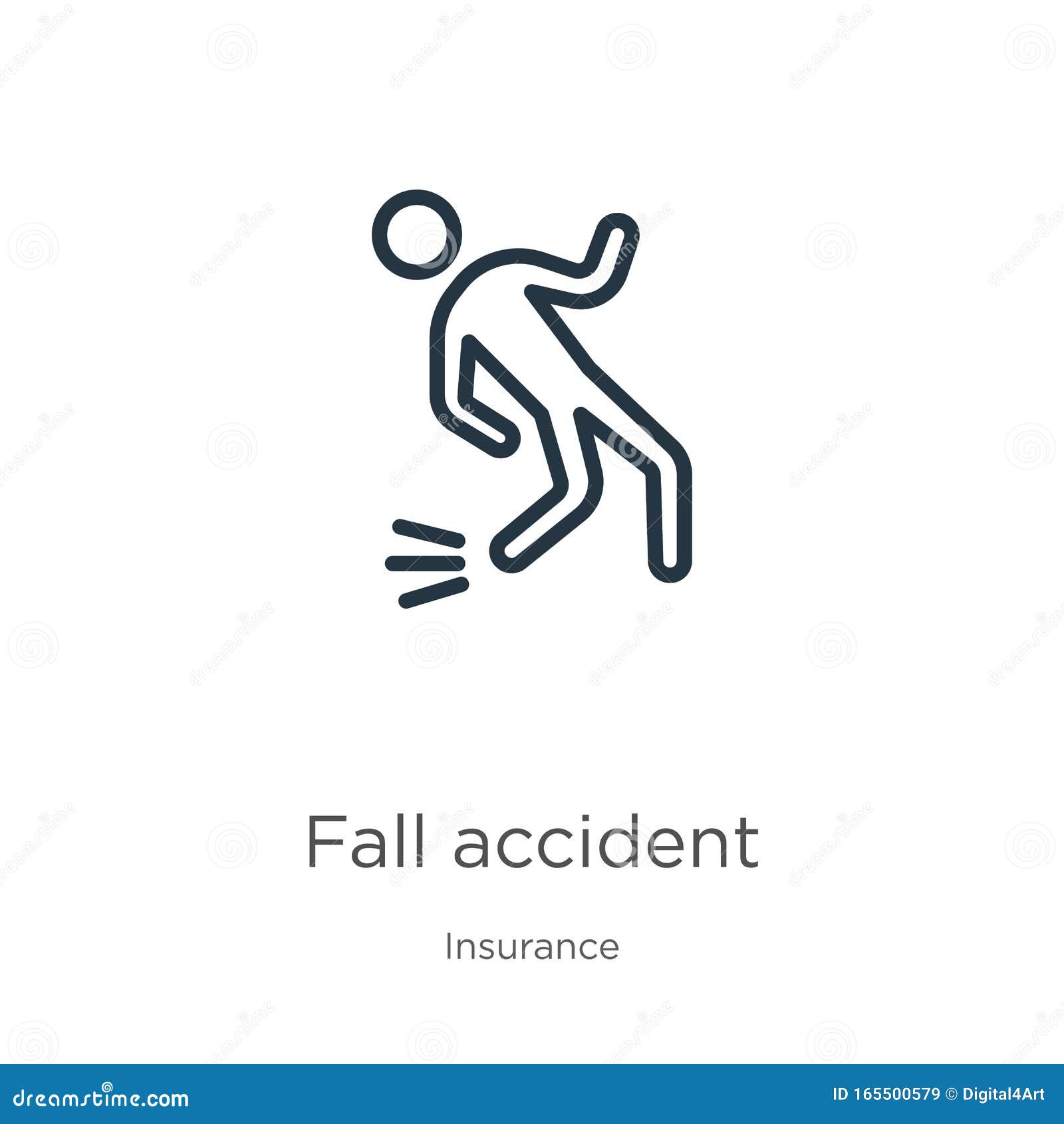 Fall Accident Icon. Thin Linear Fall Accident Outline Icon Isolated on ...