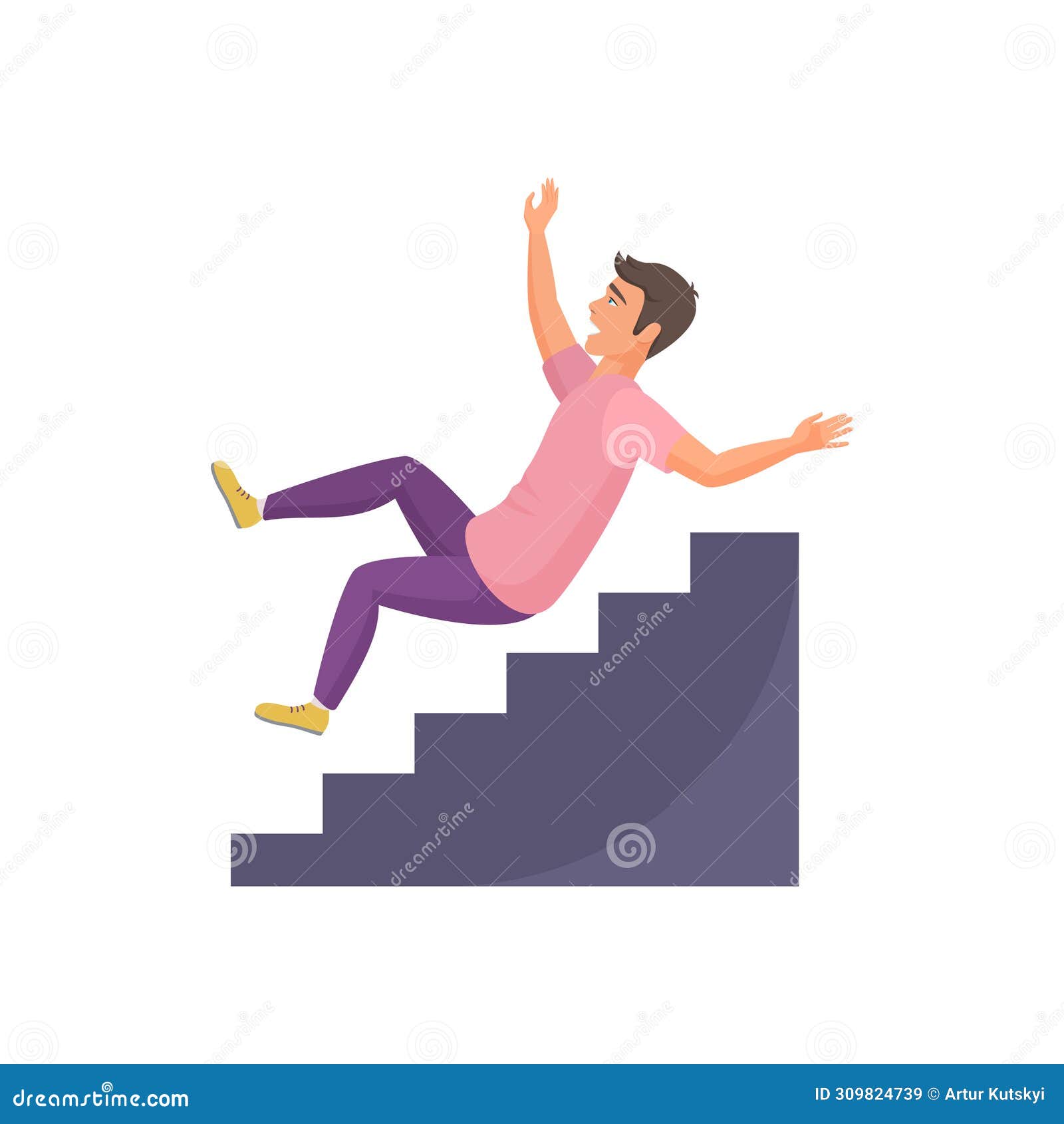 Fall Accident of Man, Person Falling Down from Career Ladder Stock ...