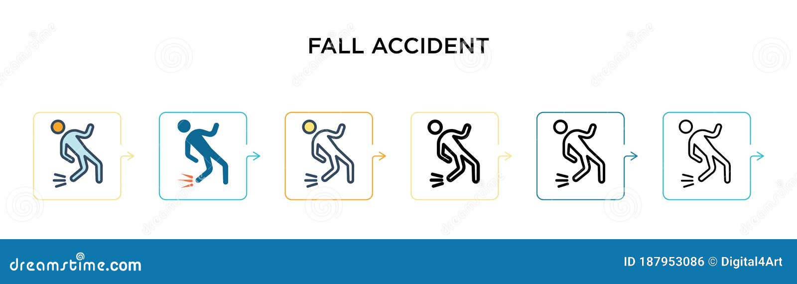 Fall Accident Vector Icon in 6 Different Modern Styles. Black, Two ...
