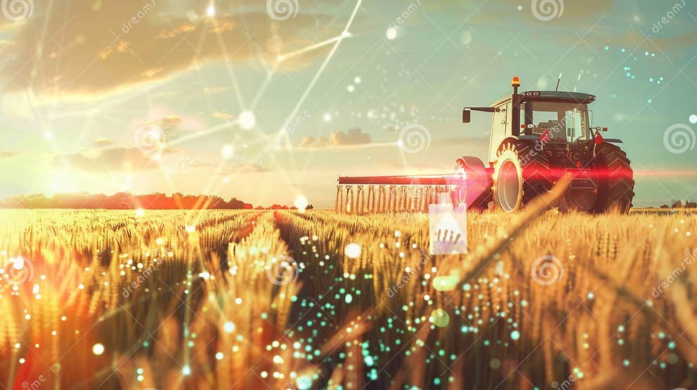 Fall Agriculture Fields with Technology Graphics. Concept of Technology ...