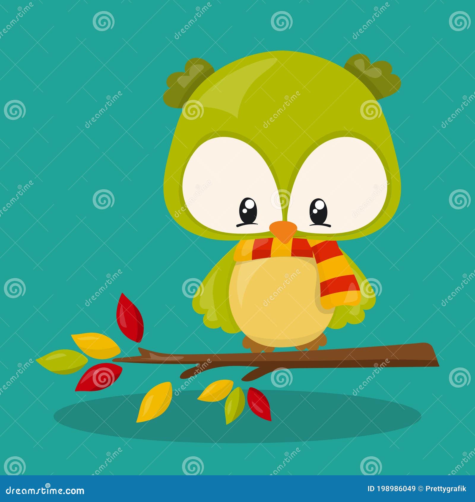 Fall Animals Owl 03 stock vector. Illustration of cartoon - 198986049