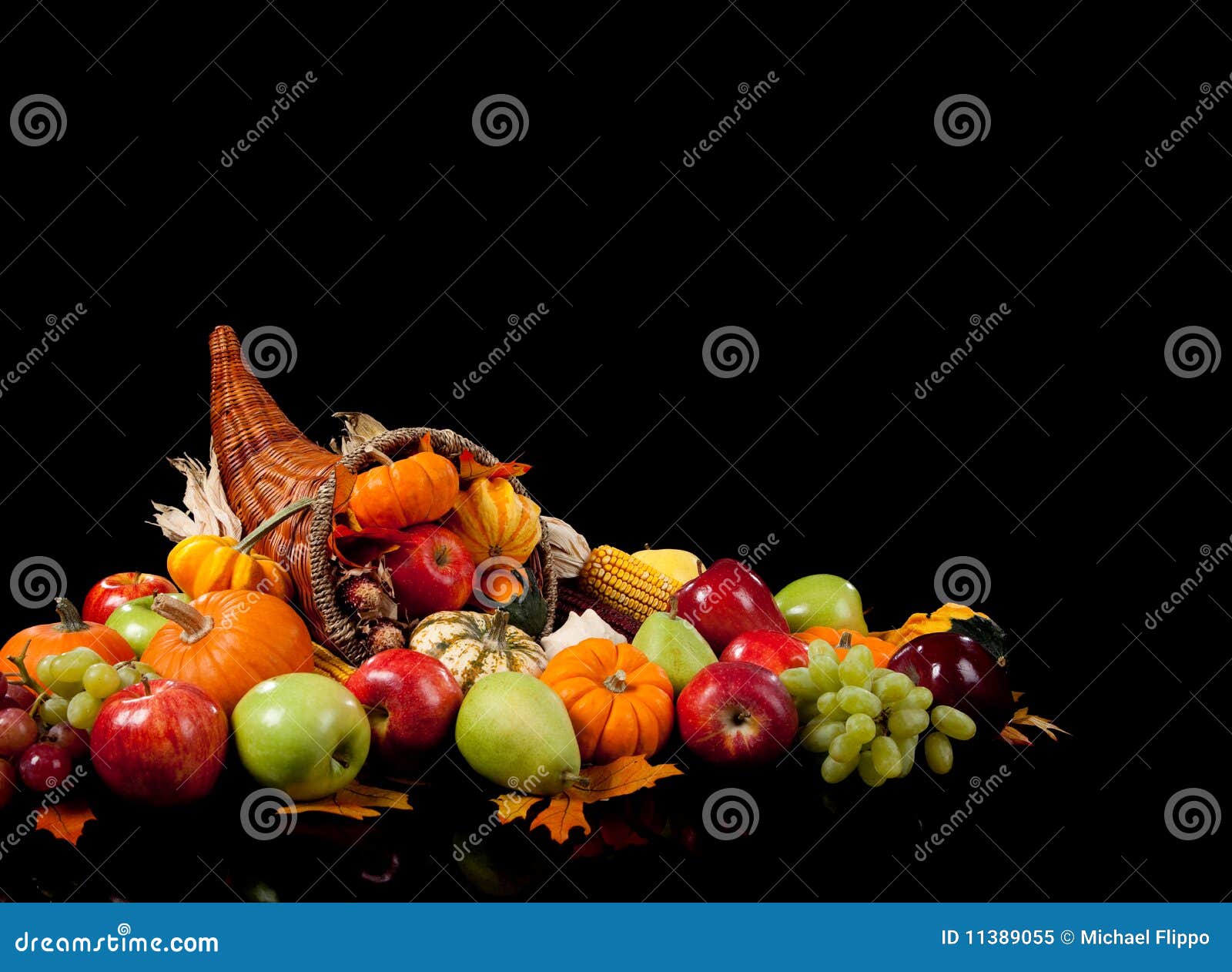 Fall Arrangement of in a Cornucopia Stock Image - Image of orange ...