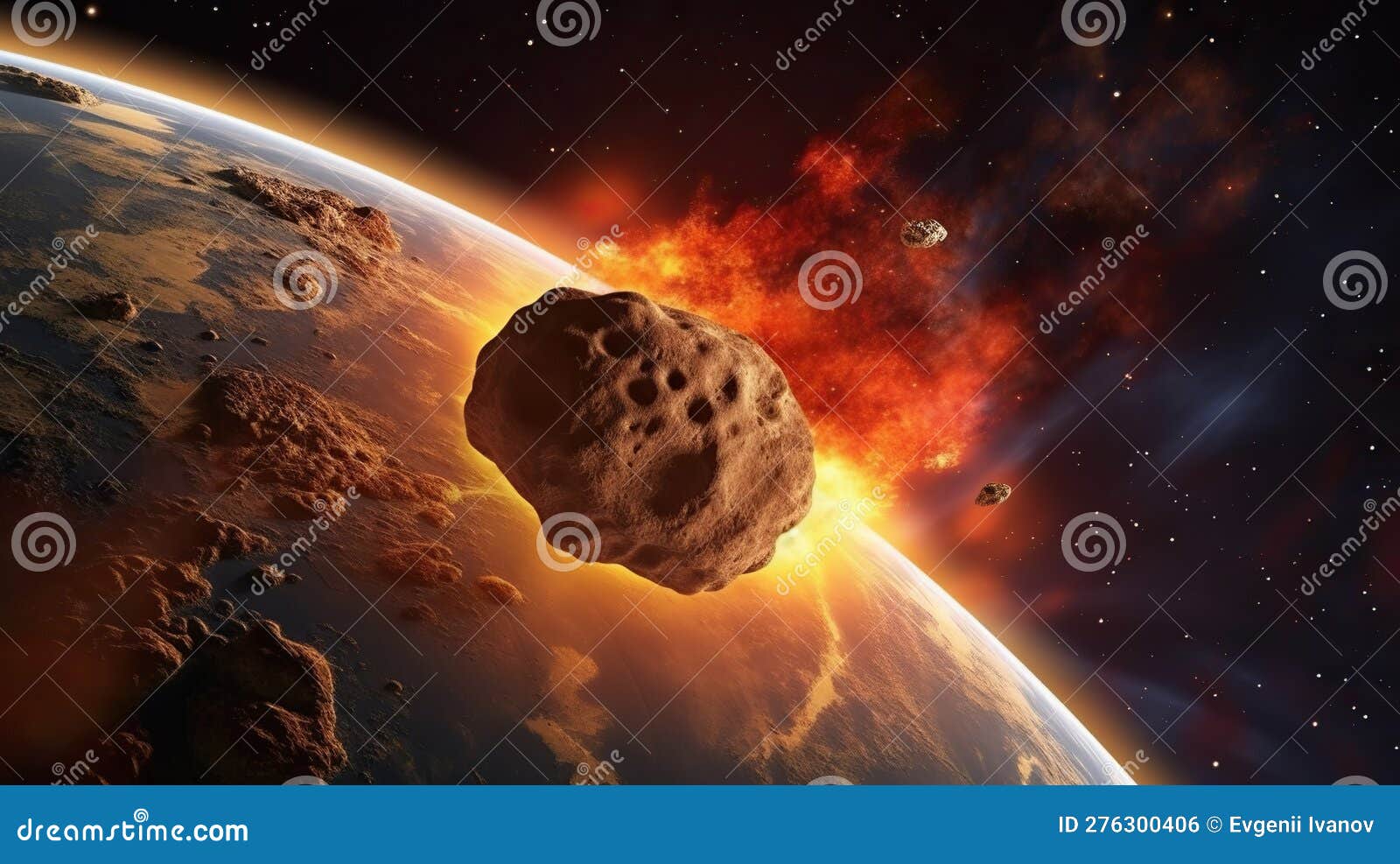 Fall of an Asteroid To Earth. End of the World, Armageddon Stock ...