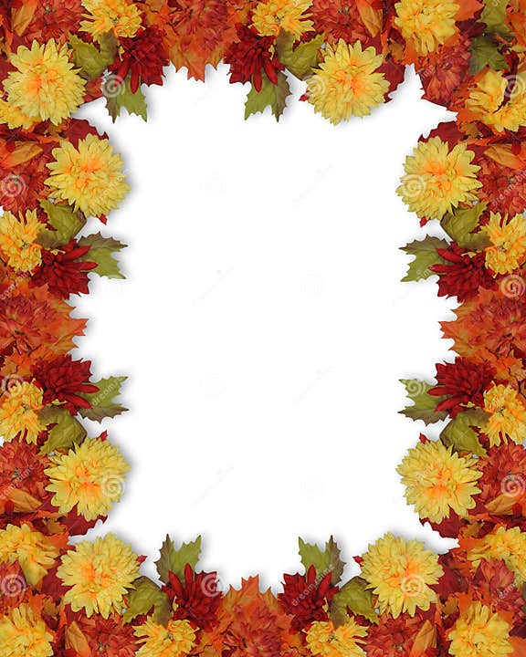 Fall Autumn flowers border stock illustration. Illustration of ...