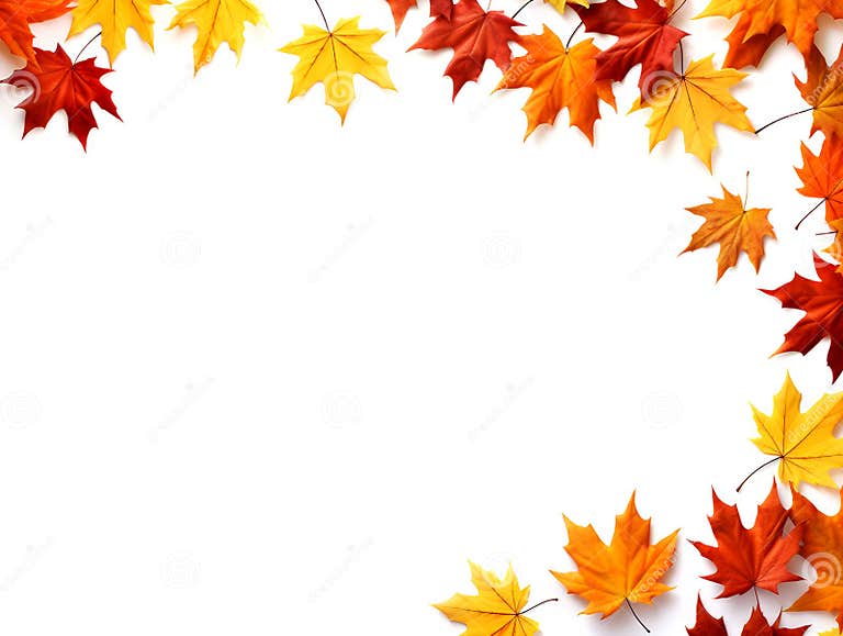 Fall Autumn Maple Leaves Border on White Background Stock Photo - Image ...