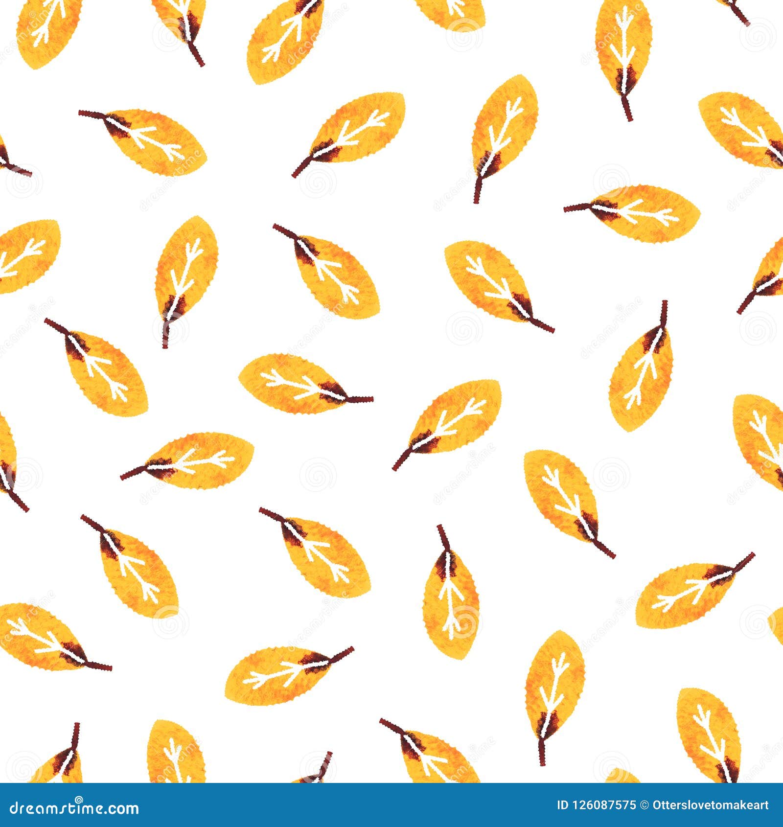 Yellow Leaves Pattern on a White Background with Clipping Mask Stock ...