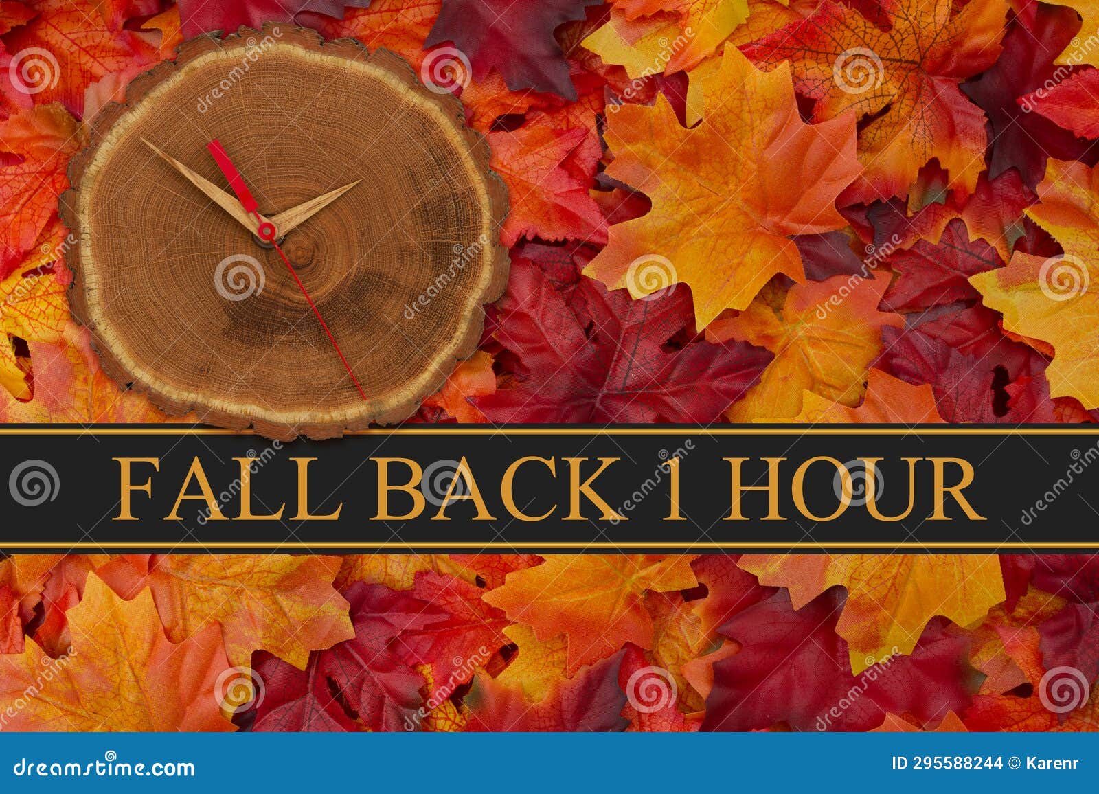 Fall Back 1 Hour Time Change with Wood Clock Stock Photo - Image of ...