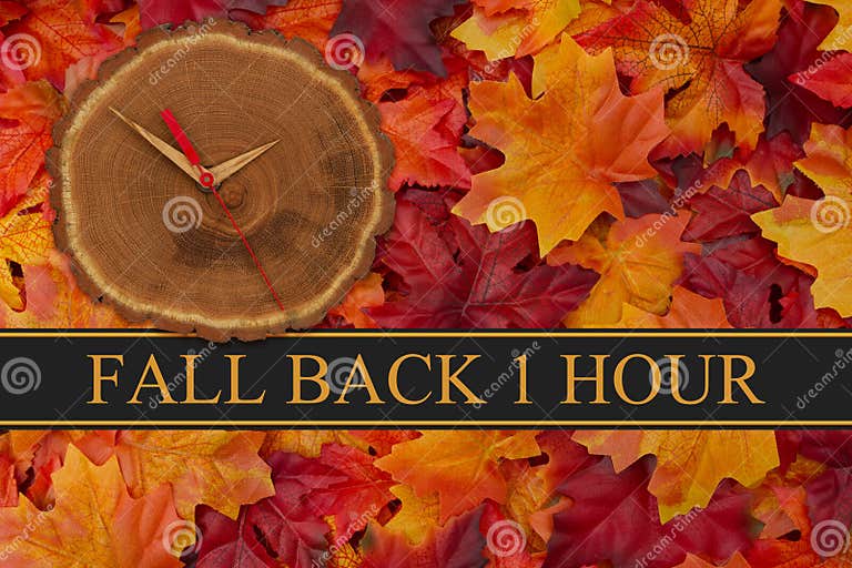 Fall Back 1 Hour Time Change with Wood Clock Stock Photo - Image of ...