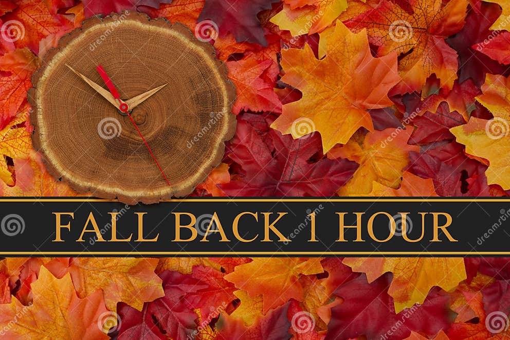Fall Back 1 Hour Time Change with Wood Clock Stock Photo - Image of ...