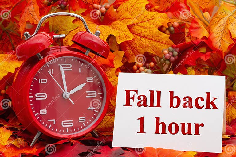 Fall Back 1 Hour Card with Fall Leaves Stock Image - Image of fall ...