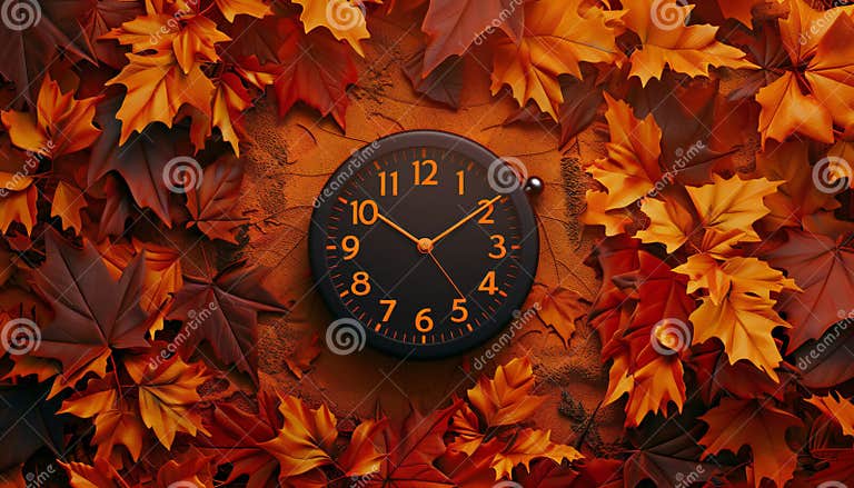 Daylight Saving Time Ends. Clock Turns Back, Autumn Begins Stock ...