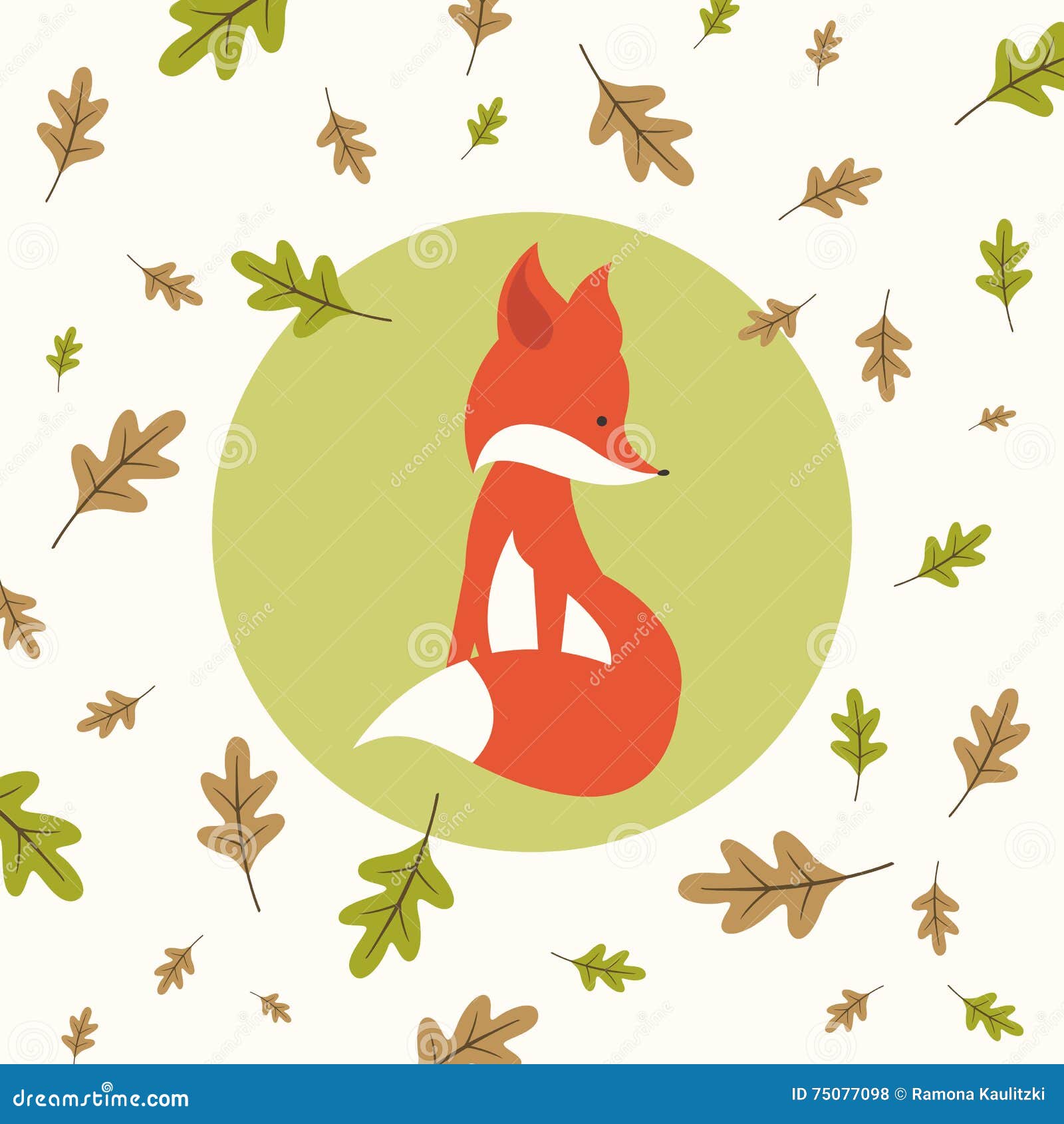 Fall Background Design with Cute Fox Stock Illustration - Illustration ...