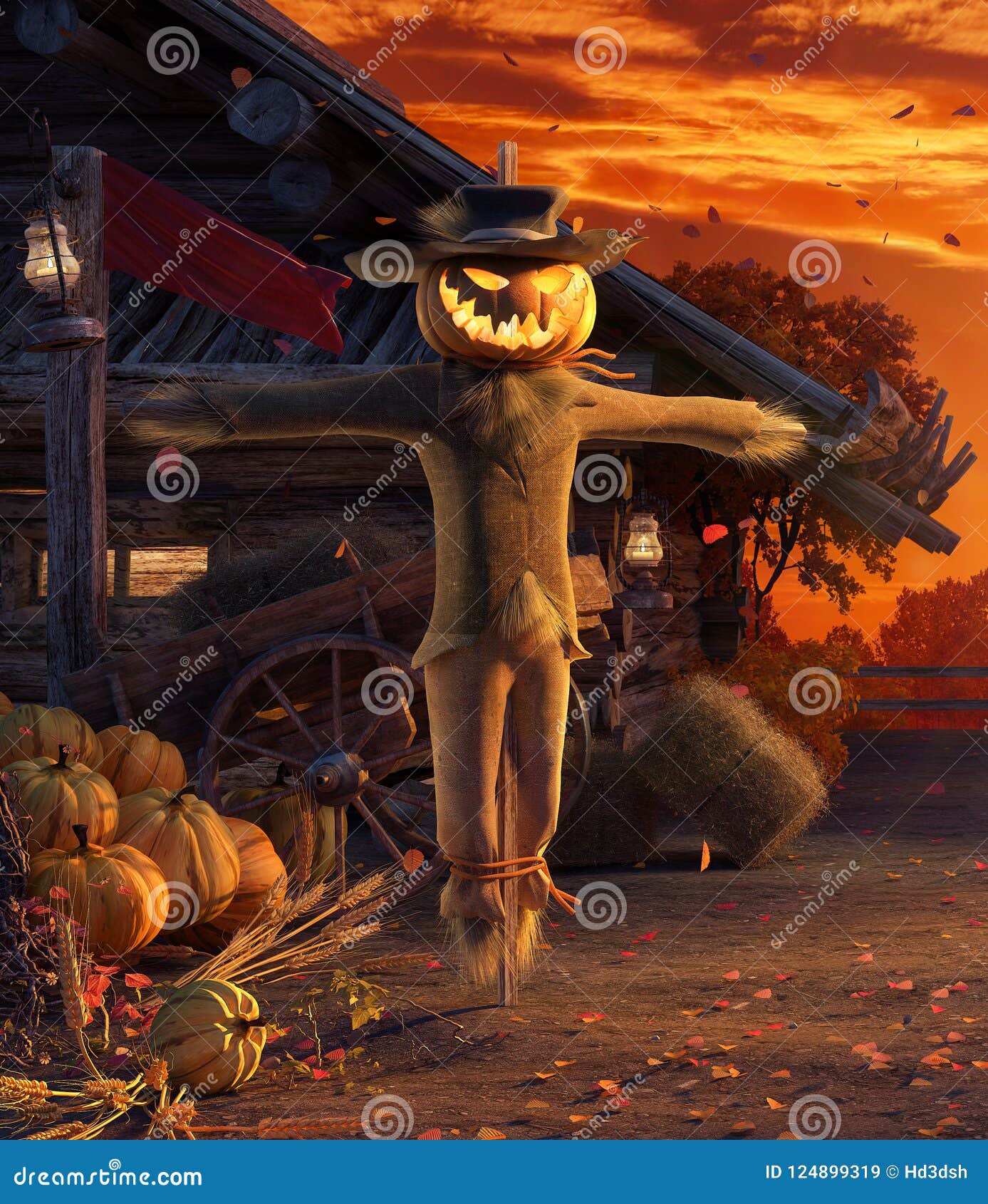 Pumpkin And Scarecrow Stock Photography | CartoonDealer.com #21576488
