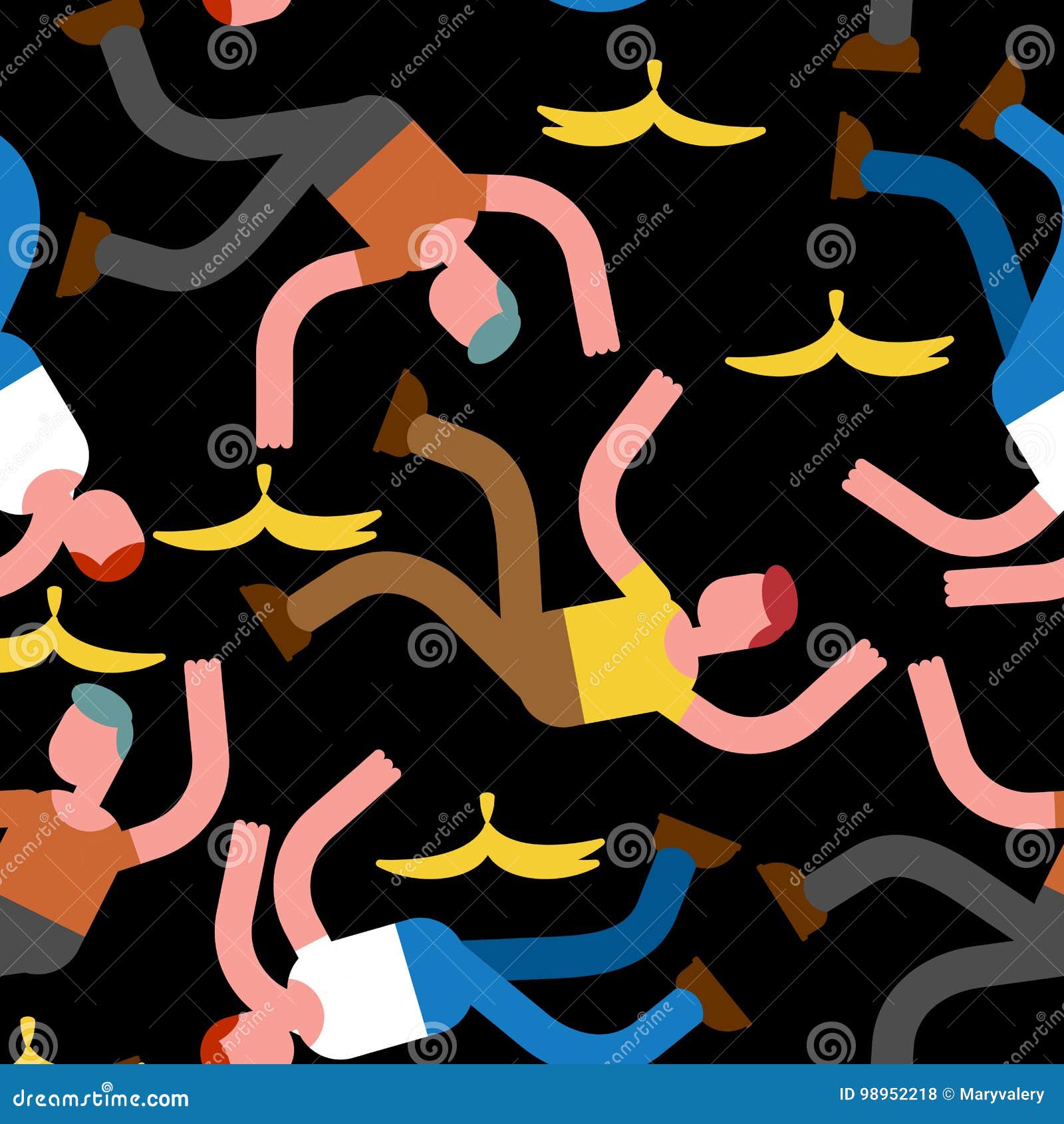 Fall On Banana Seamless Pattern. Slip On Banana Peel Background. Vector ...