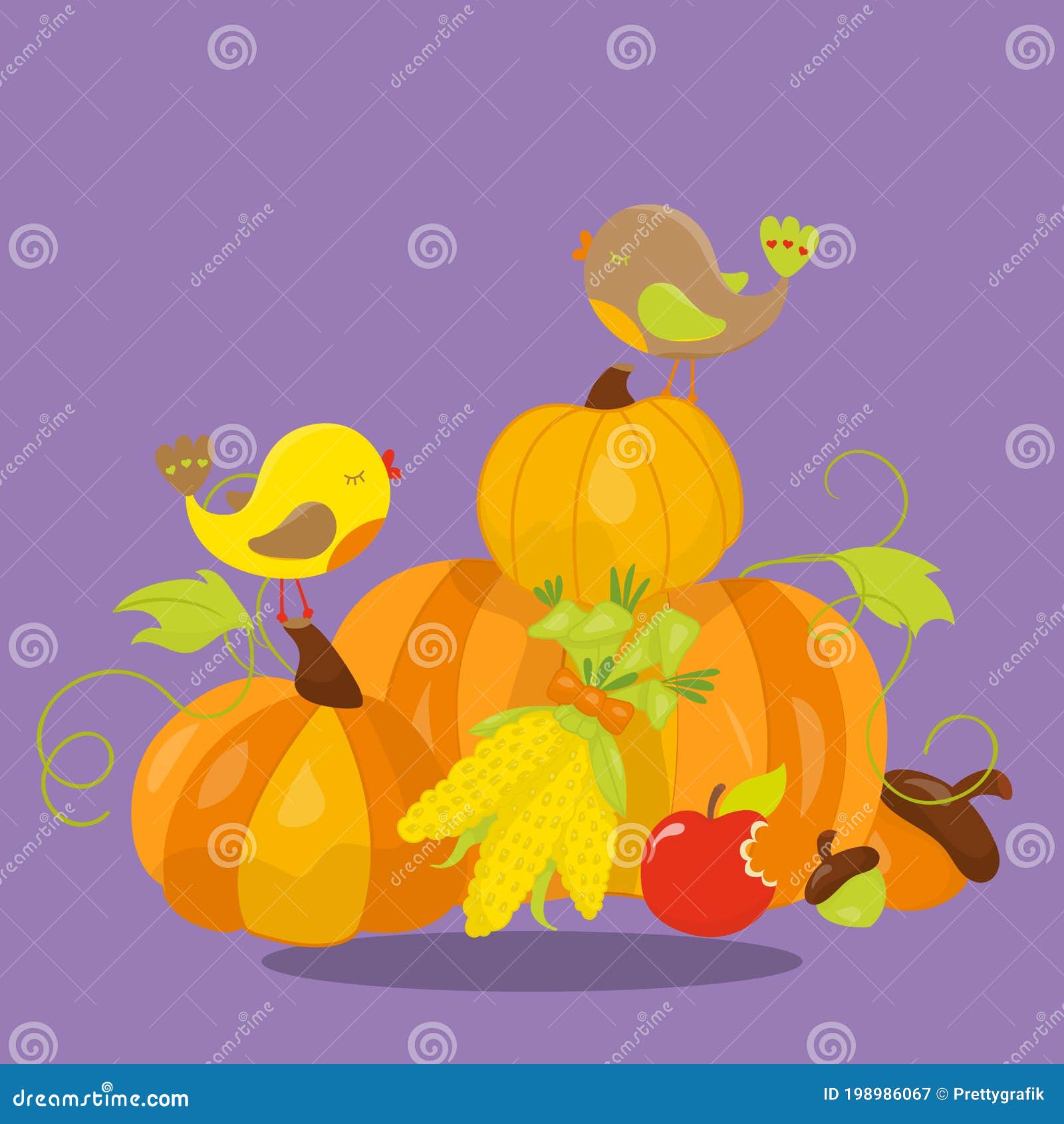 Fall Birds Pumpkins and Birds 08 Stock Vector - Illustration of fall ...