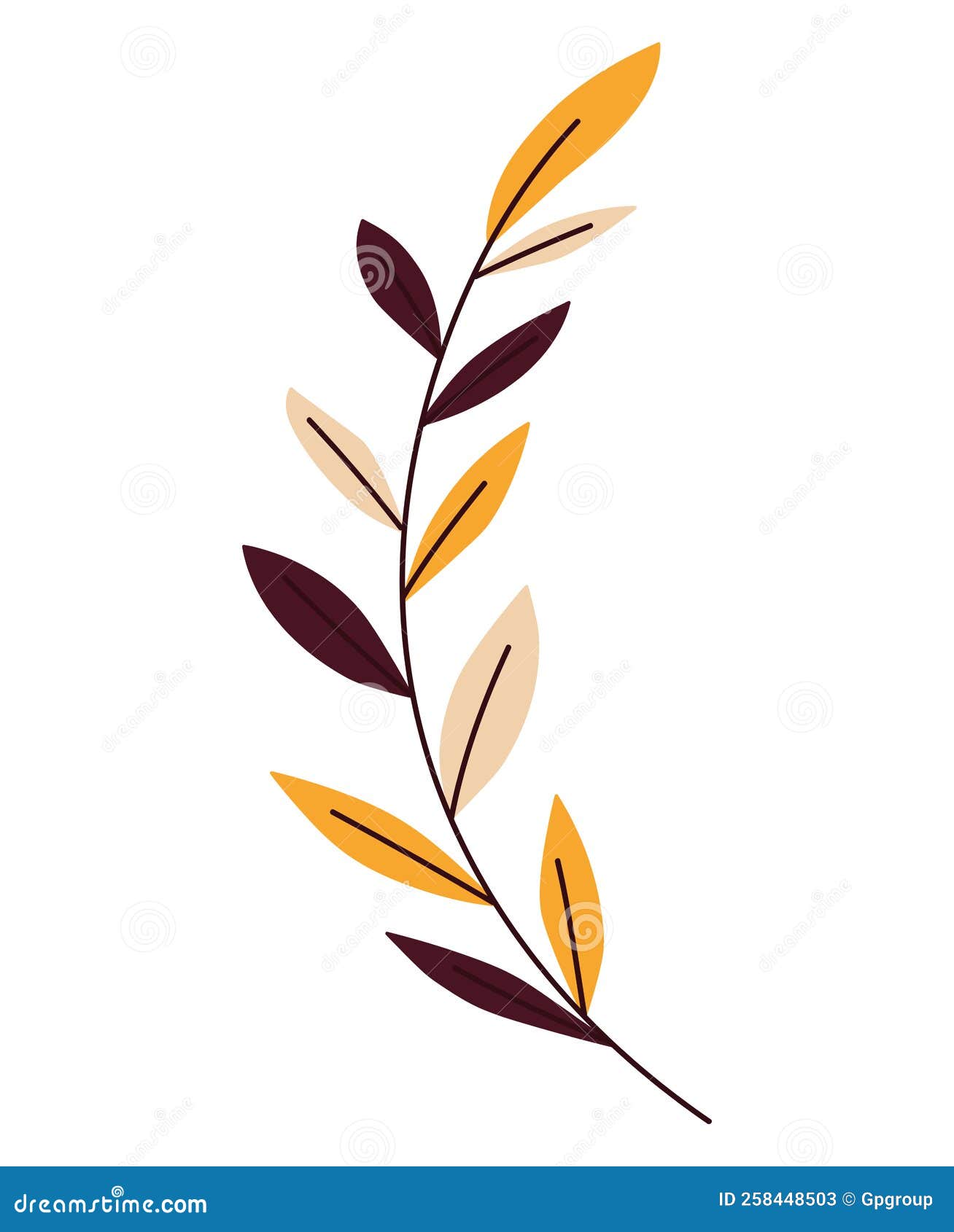 Fall branch illustration stock vector. Illustration of orange - 258448503