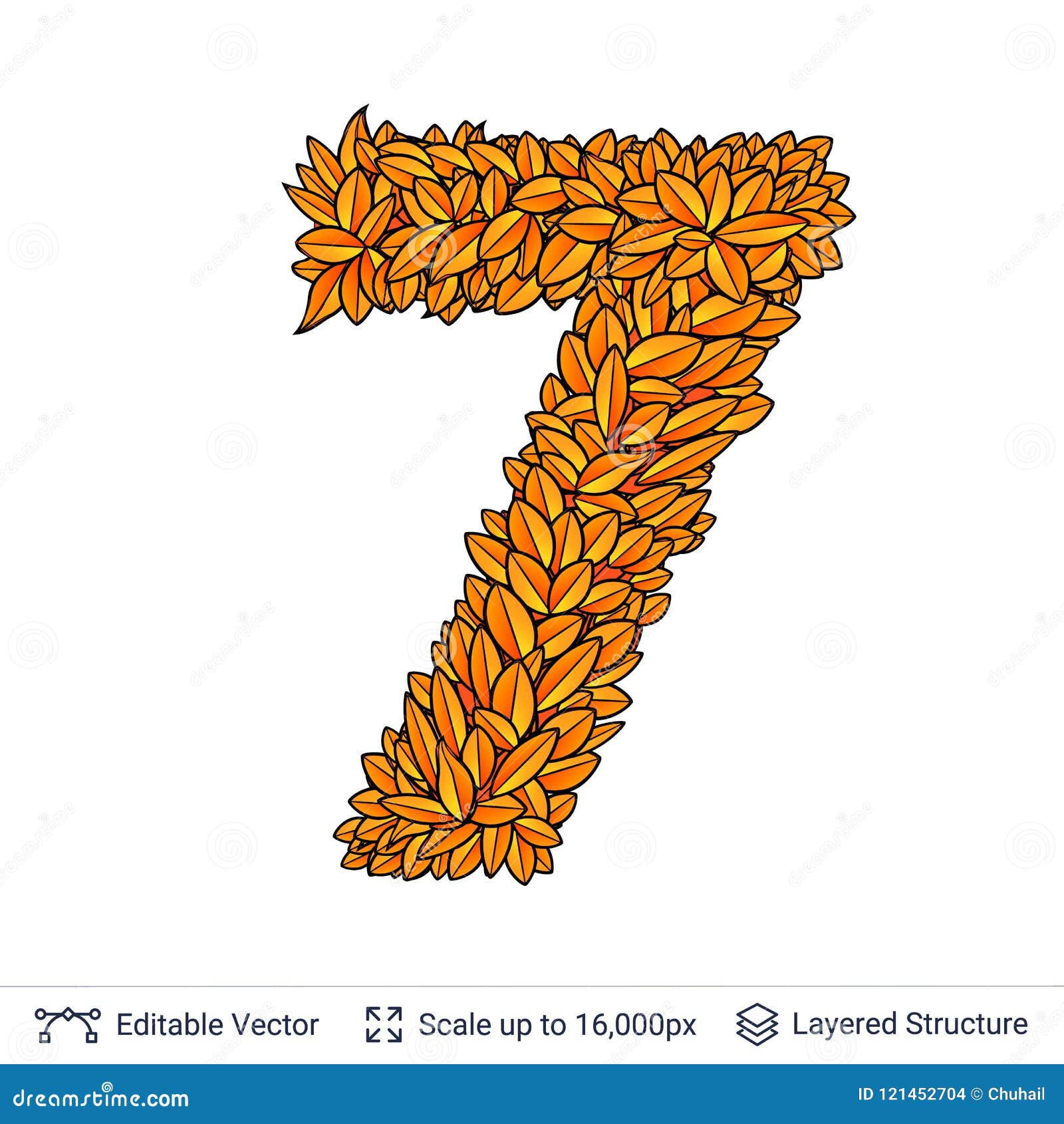 Number Seven of Autumn Leaves. Stock Vector - Illustration of season ...
