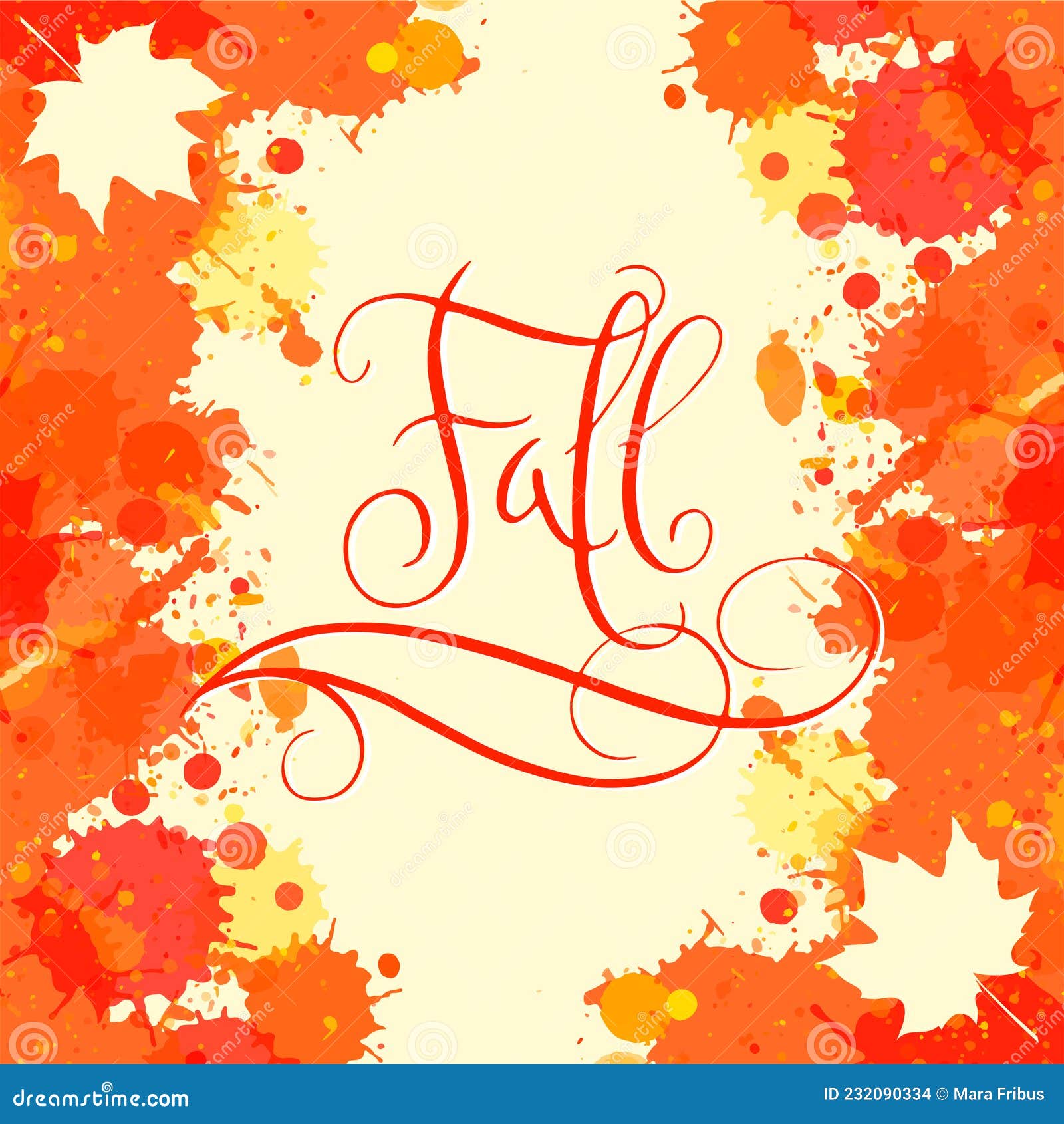 Fall Calligraphy in Paint Splatter Frame Stock Vector - Illustration of ...