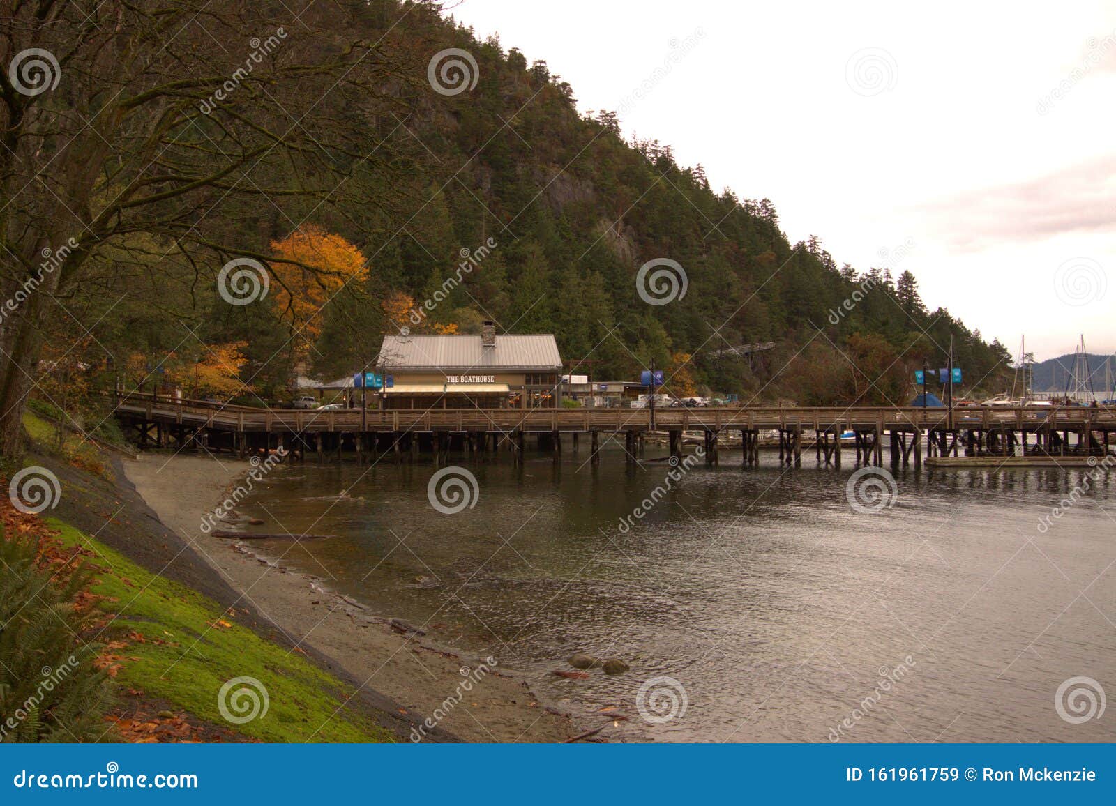 Fall Colors in Canada Waterfront Stock Image - Image of boat, blue ...