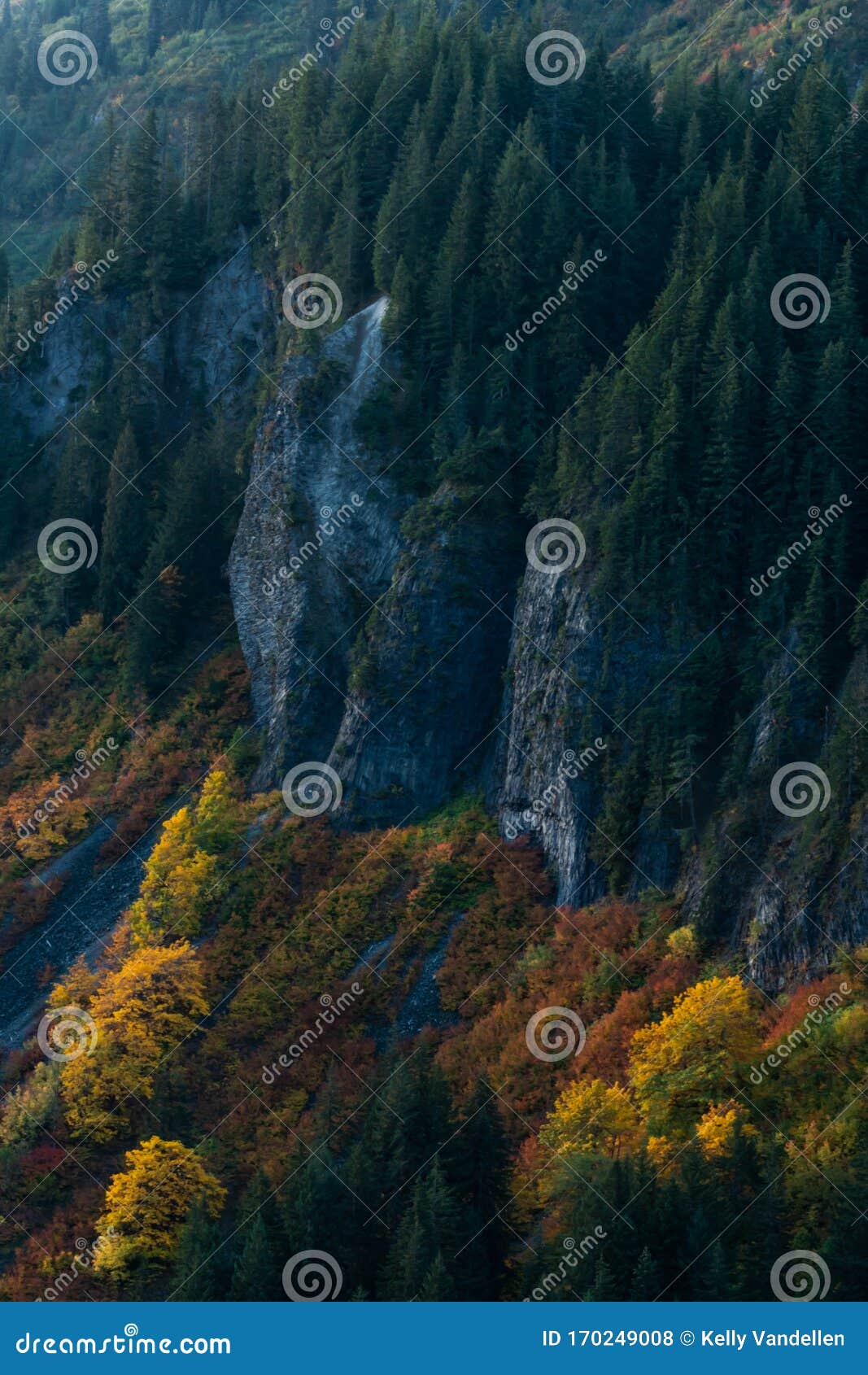Fall Color and Cliffs stock photo. Image of mountains - 170249008