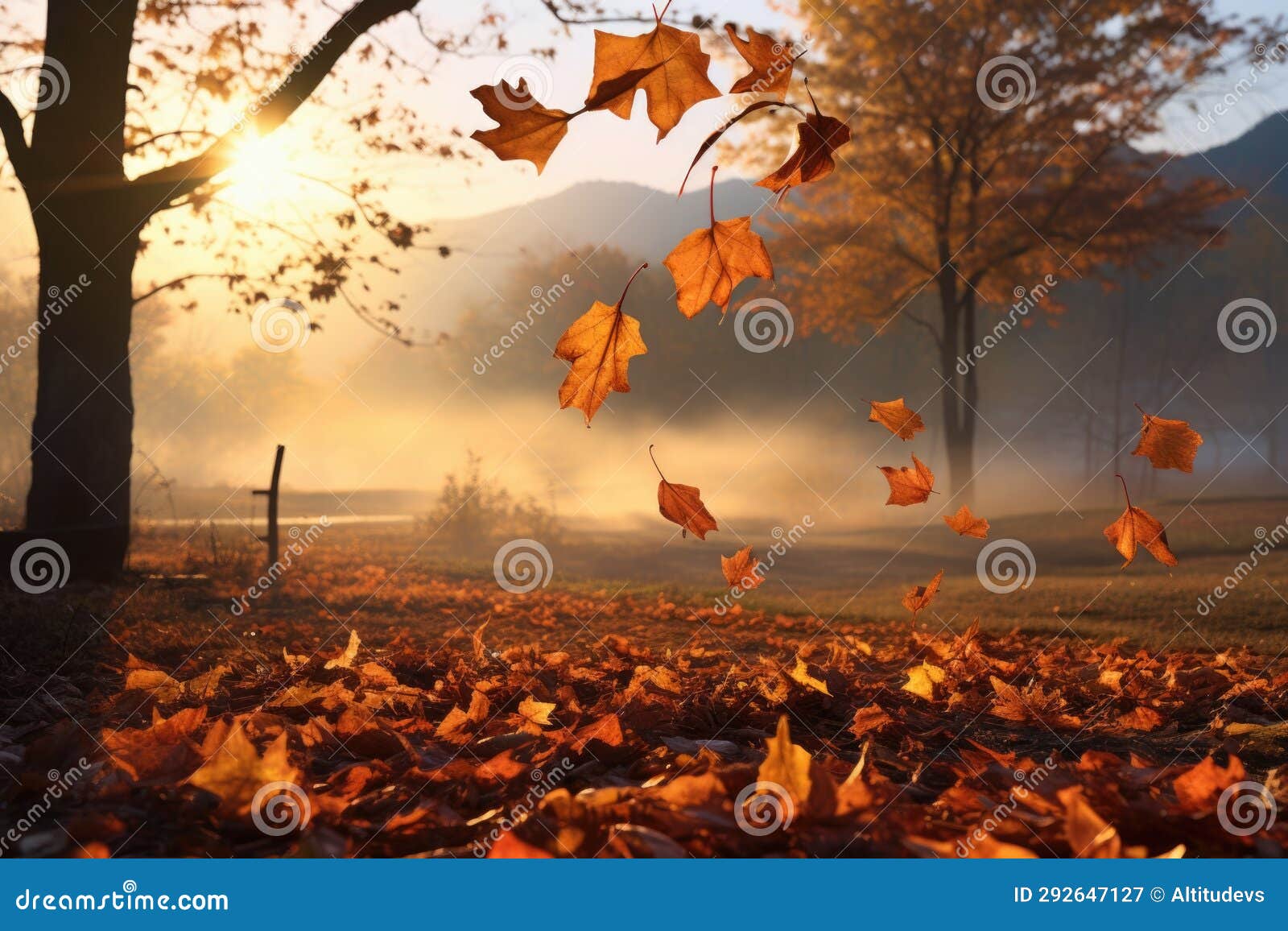 Fall-colored Leaves Dancing in the Morning Breeze Stock Image - Image of generated, morning ...