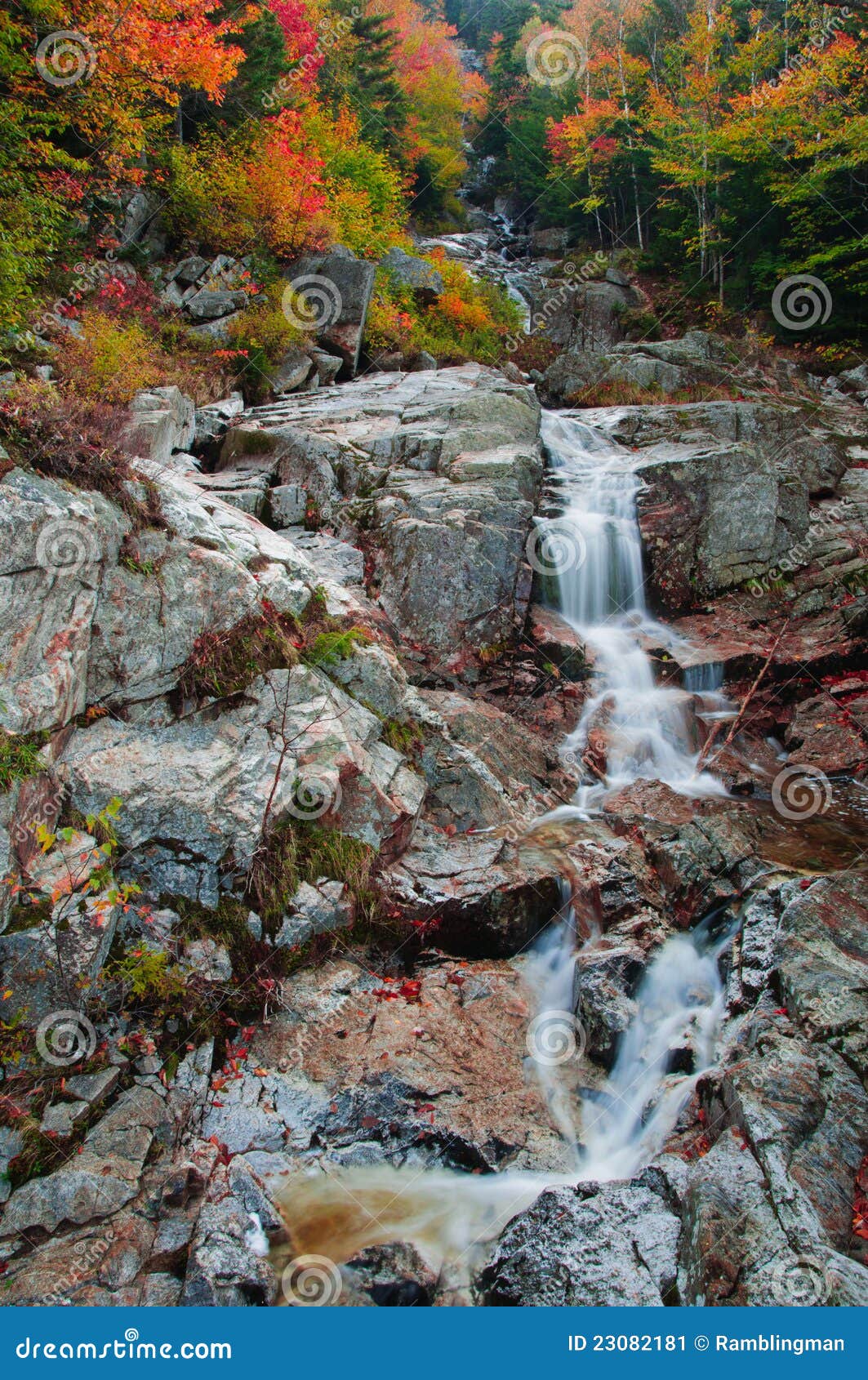 Fall Colors at the Flume Cascade Stock Image - Image of horizontal ...