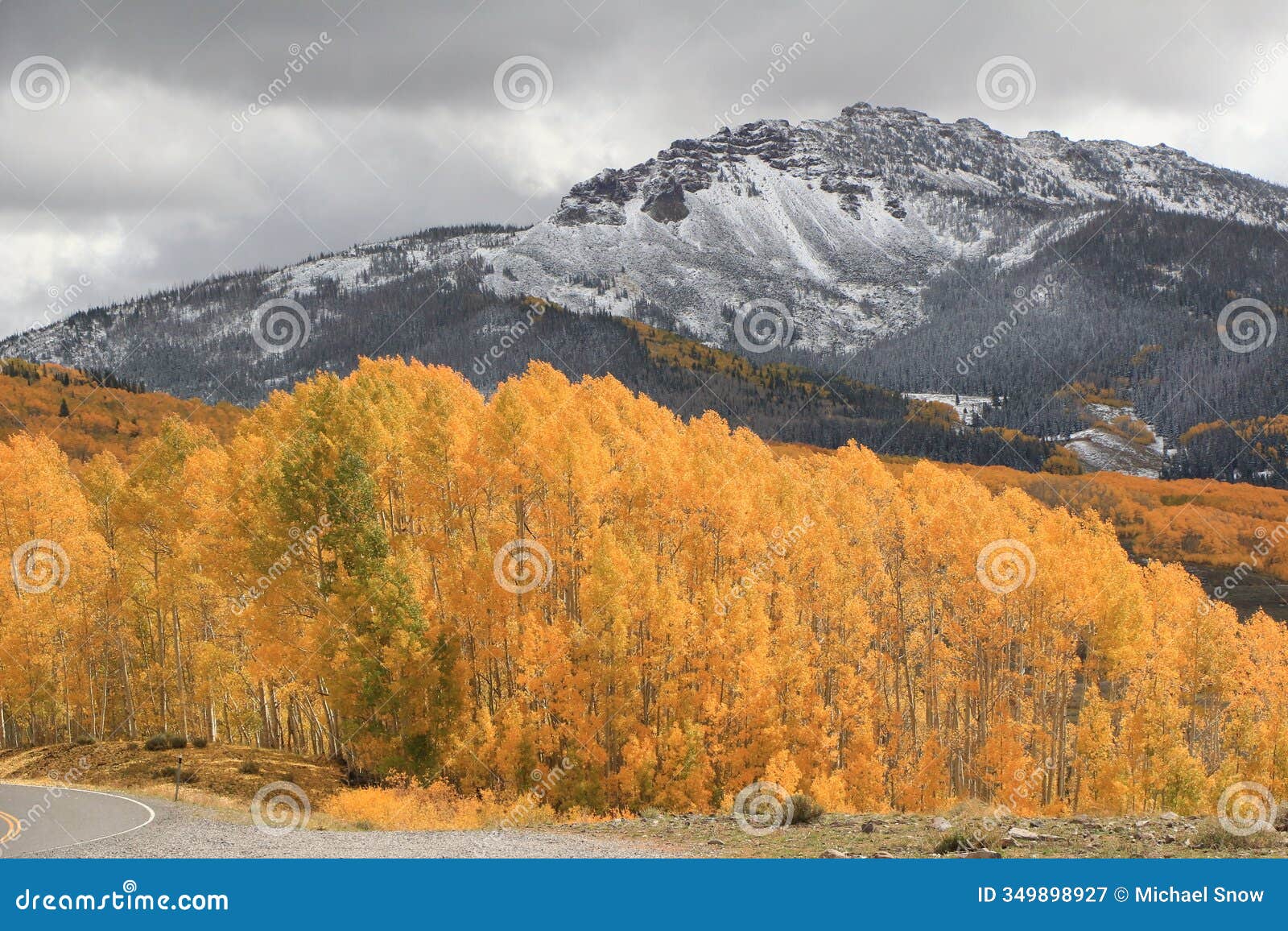 Fall Colors with Snow on the Mountain Stock Image - Image of ridge ...