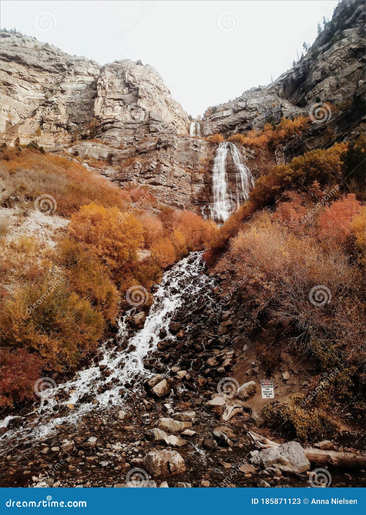 Fall colors waterfall stock image. Image of terrain - 185871123