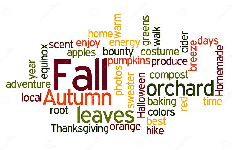 Fall Colors Wordcloud stock illustration. Illustration of breeze - 16423849