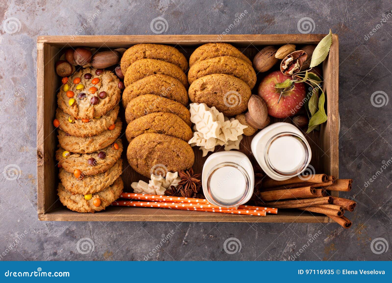 Fall cookies in a box stock image. Image of candy, homemade - 97116935