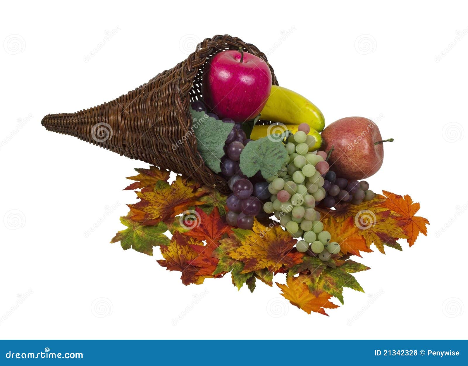Fall Cornucopia with Colorful Fruit and Leaves Stock Photo - Image of ...