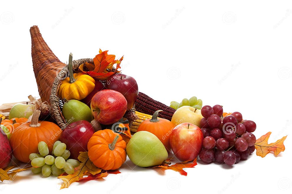 Fall Cornucopia on a White Back Ground Stock Image - Image of gourd ...