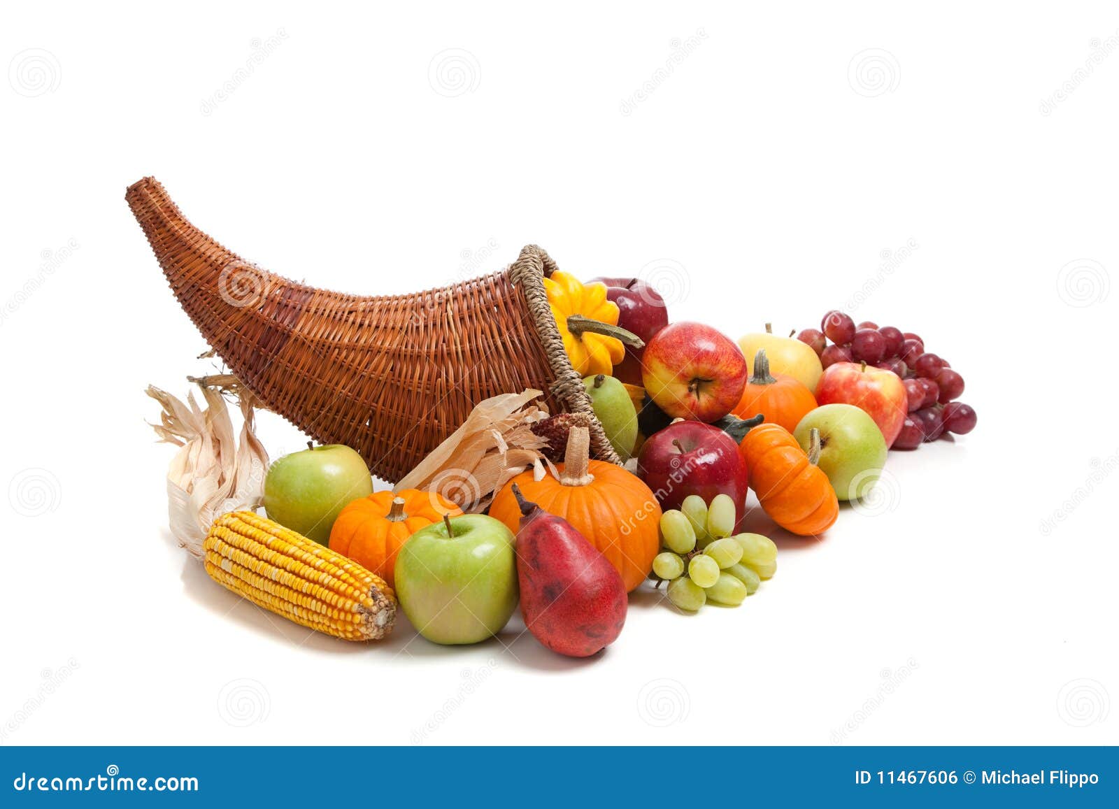 Fall Cornucopia on a White Back Ground Stock Photo - Image of food ...