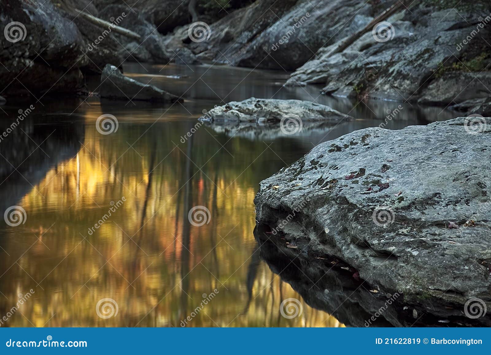 Fall Creek with Rocks and Trees Stock Image - Image of geological ...