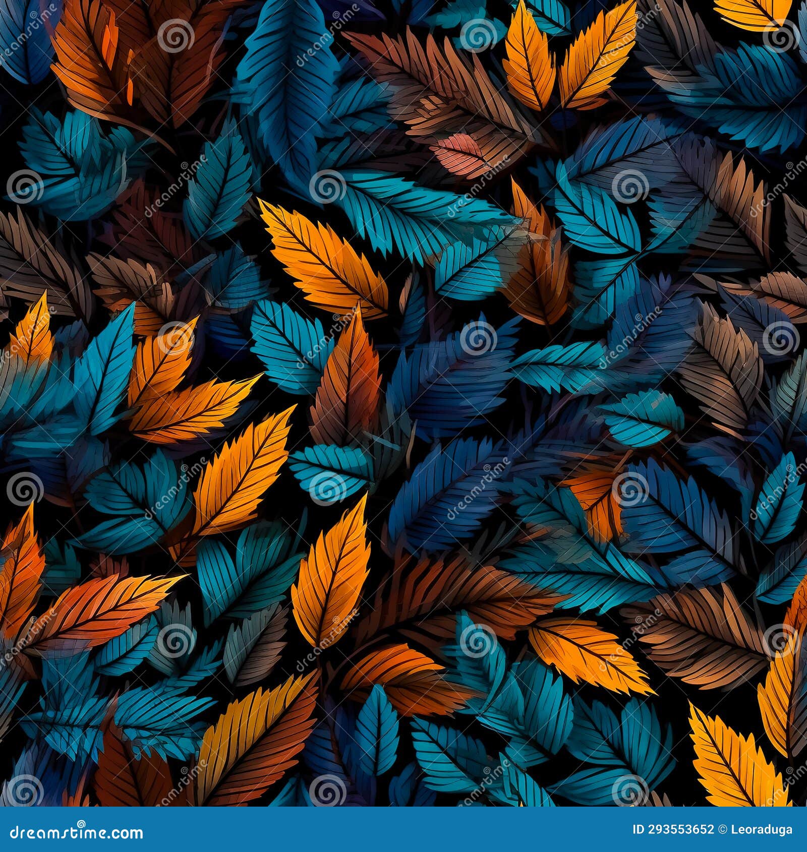 Fall Dark Blue and Brown Color Leaves, Colorful Patterns, Texture Stock ...