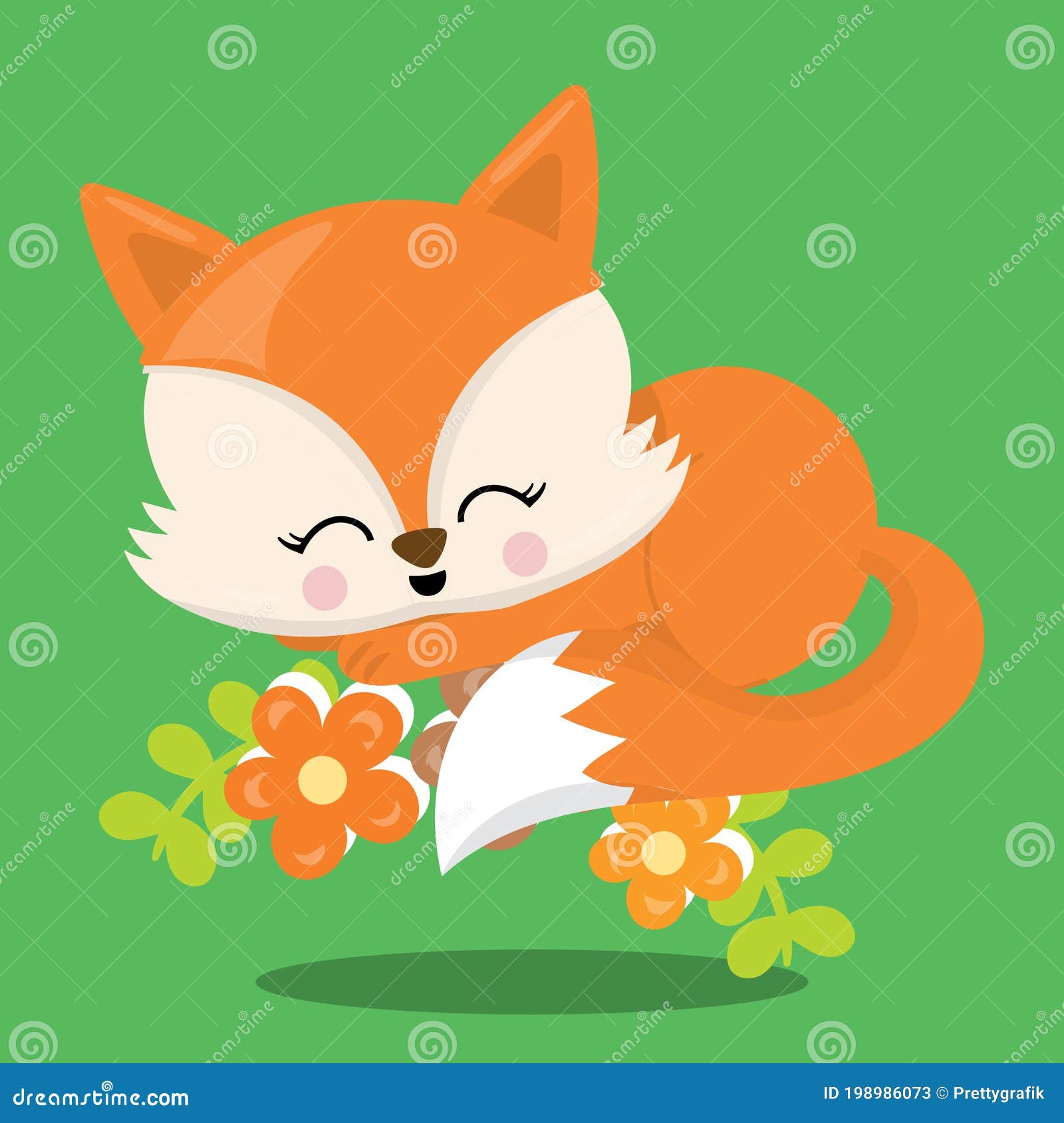 Fall deer and fox fox 07 stock vector. Illustration of vector - 198986073