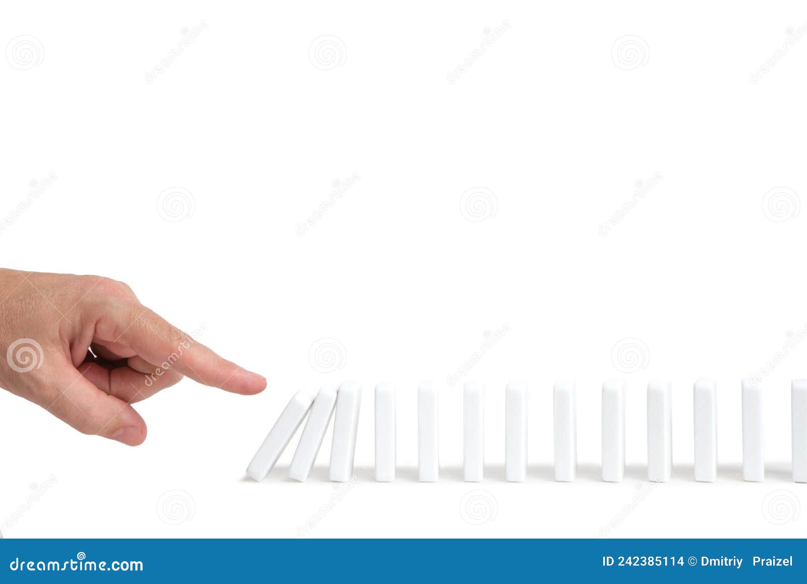 Fall Dominoes from Push Finger on White Background Stock Photo - Image ...