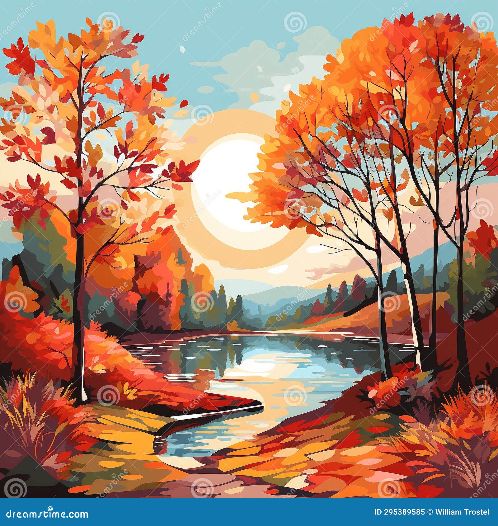 Fall foliage art stock image. Image of season, landscape - 295389585