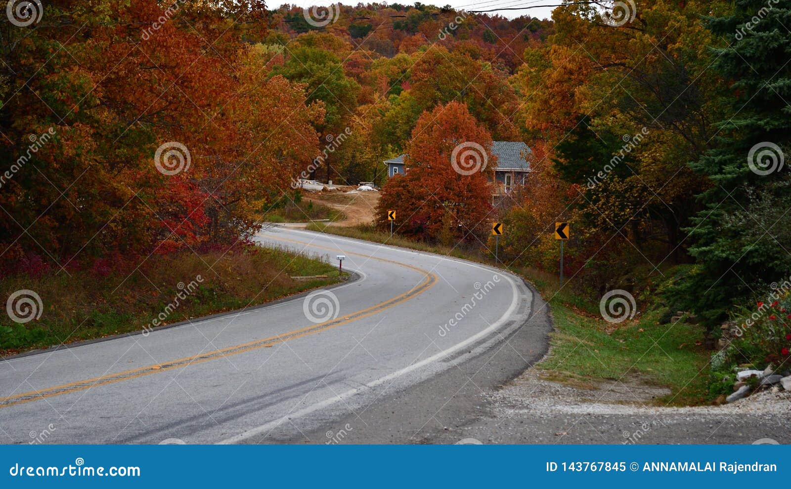 Fall Foliage with Curved Road Stock Image - Image of dardanelle, nature ...
