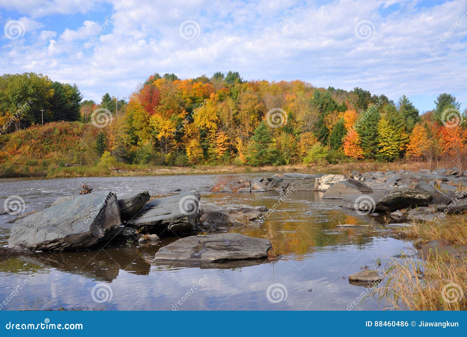 Fall Foliage in Mount Mansfield, Vermont Stock Photo - Image of lake ...